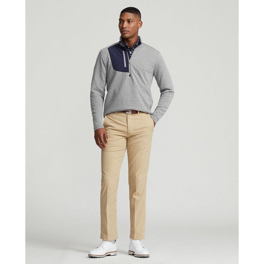 RLX Ralph Lauren Long-Sleeve Quilted Double Knit 1/4 Zip Pullover Steel ...