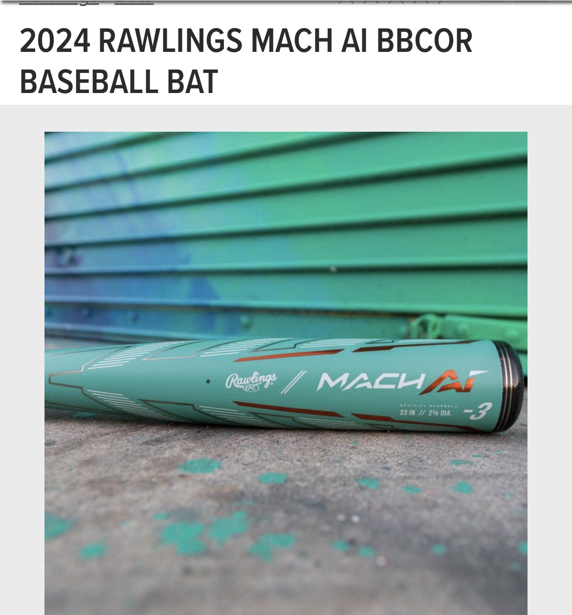 New 2024 Rawlings (-3) 30 oz 33" Mach AI Bat | SidelineSwap
