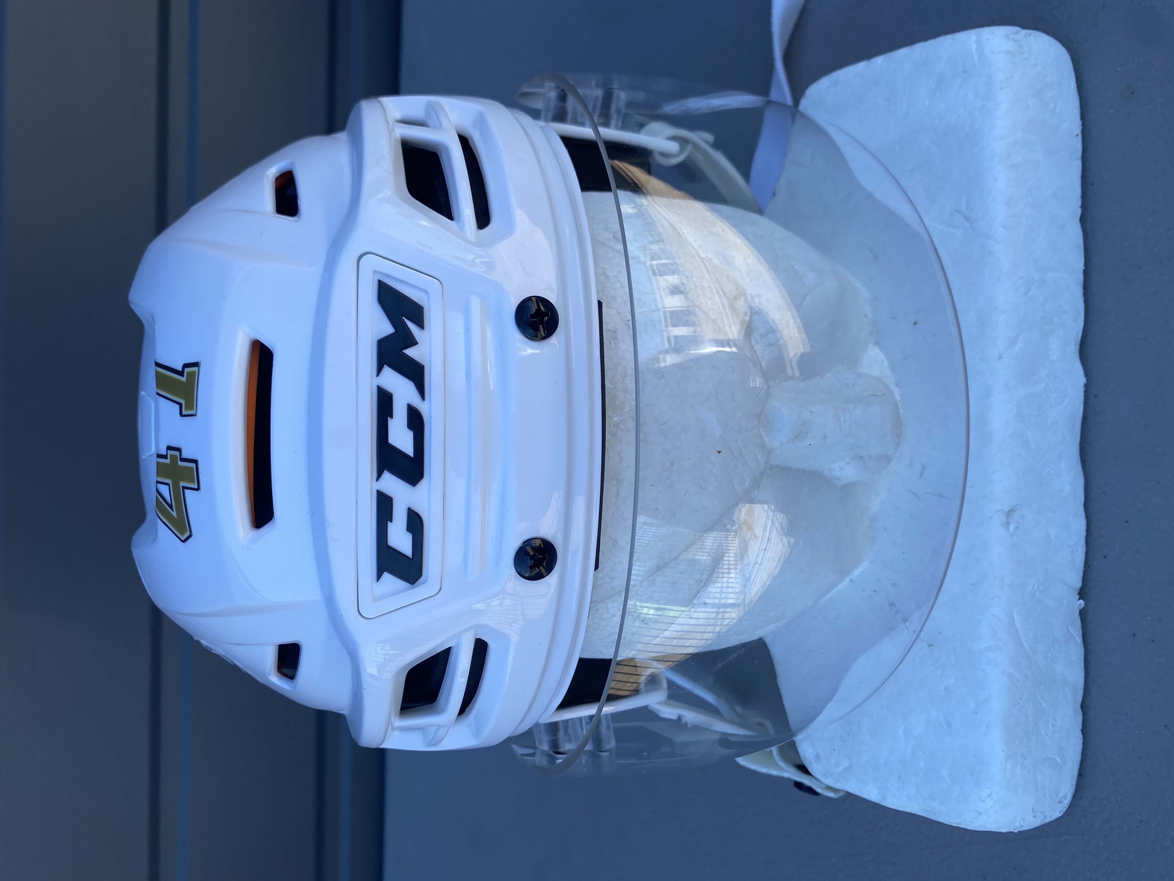 CCM Tacks 710 Pro Stock Hockey Helmet CCM Visor Combo Medium White 8446 ...