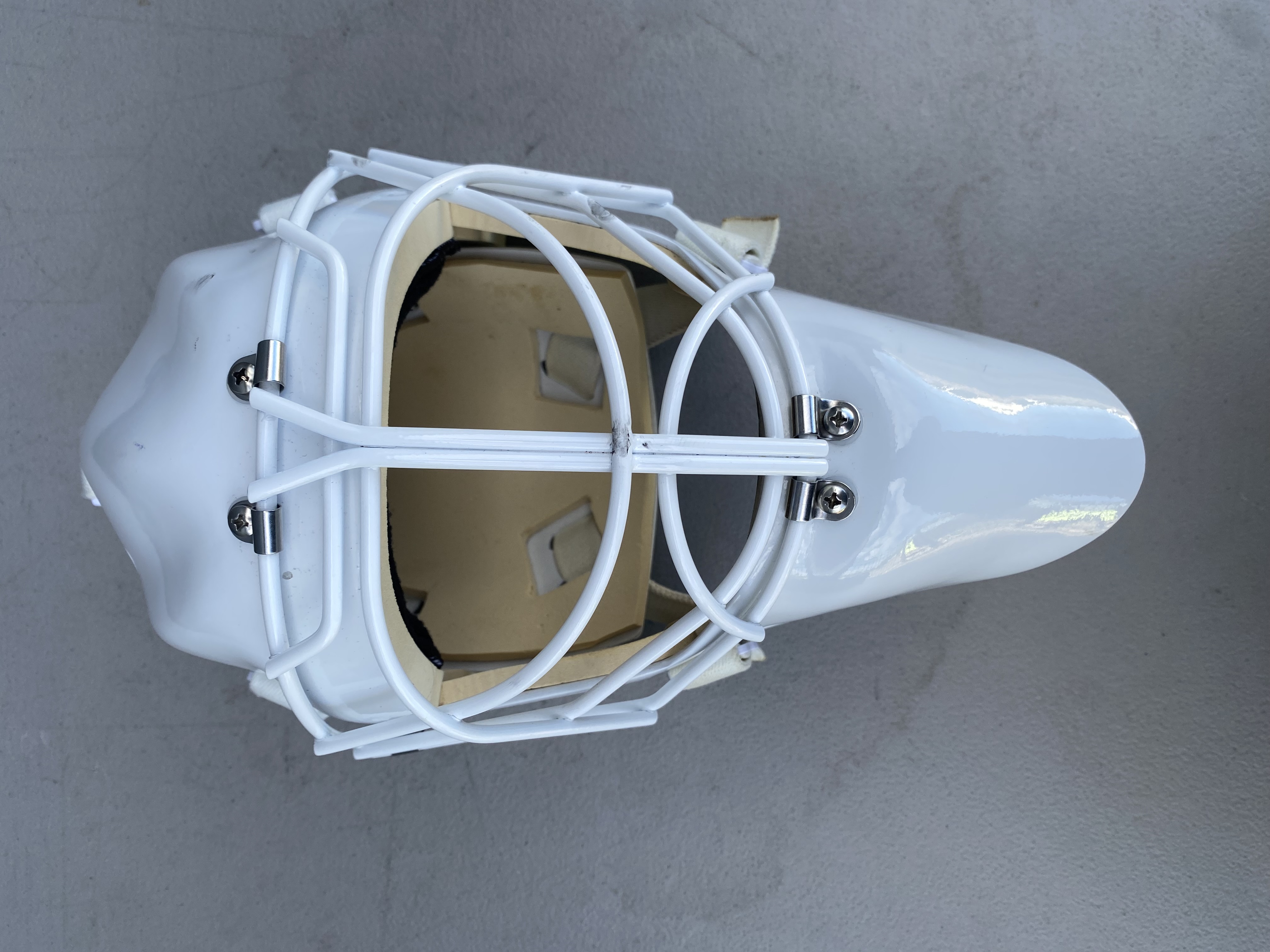 Vaughn Custom Pro Stock White Goalie Mask SPARKS 3494 | SidelineSwap