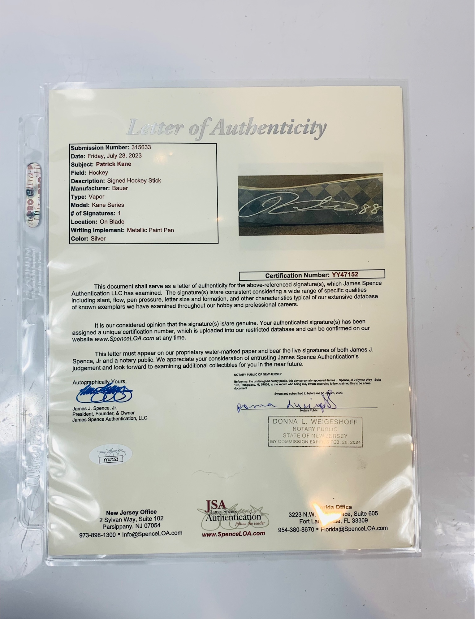 Rare Patrick Kane Winter classic Signed Hockey stick | SidelineSwap