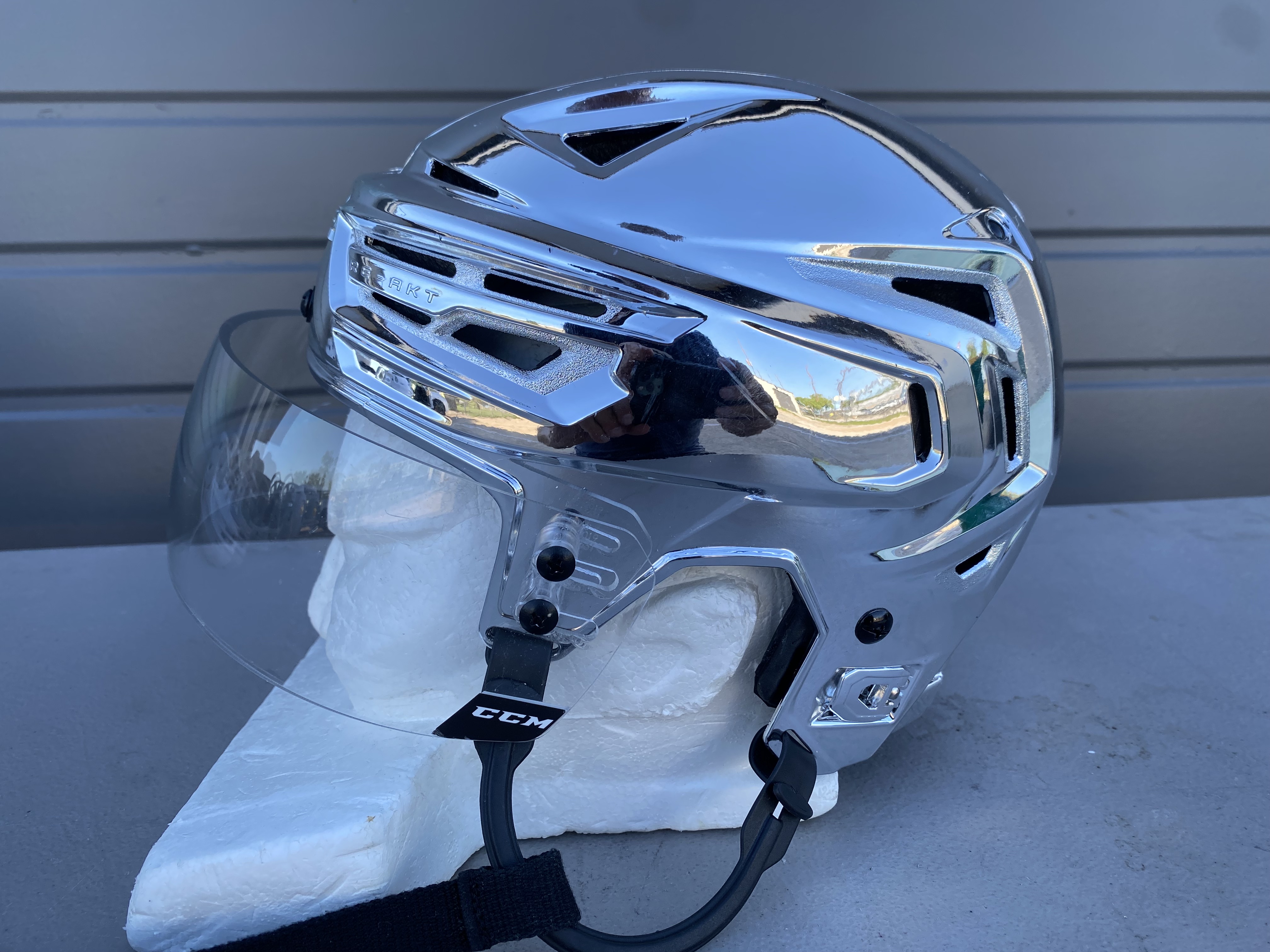 Bauer Re-Akt 150 Pro Stock Hockey Helmet CCM Visor Combo Small Chrome ...