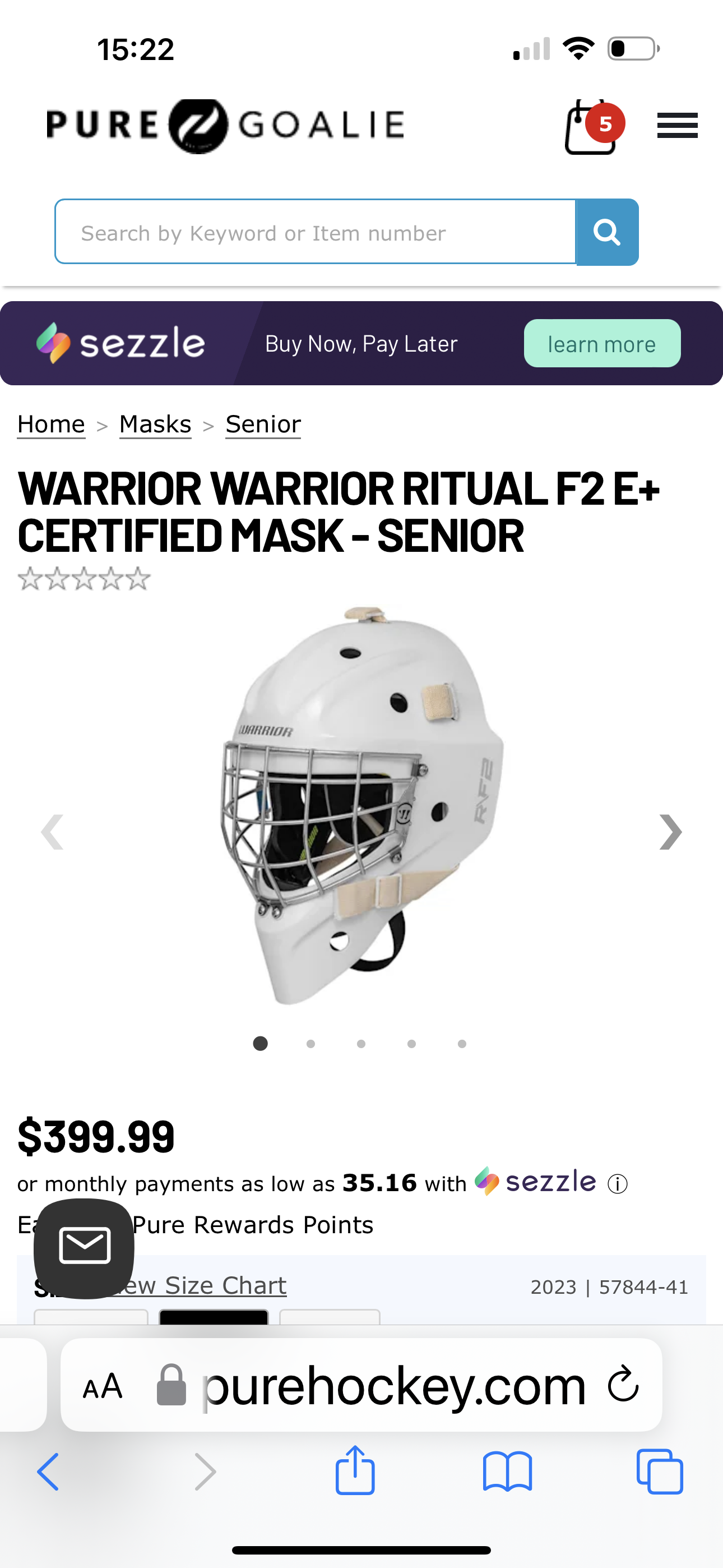 New Warrior Ritual F2 E+ Senior Mask White M L | SidelineSwap
