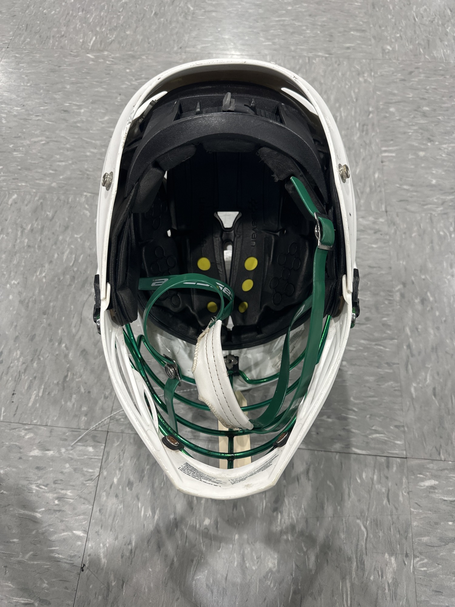 Used White Cascade R Helmet W/ Chrome Green Facemask | SidelineSwap