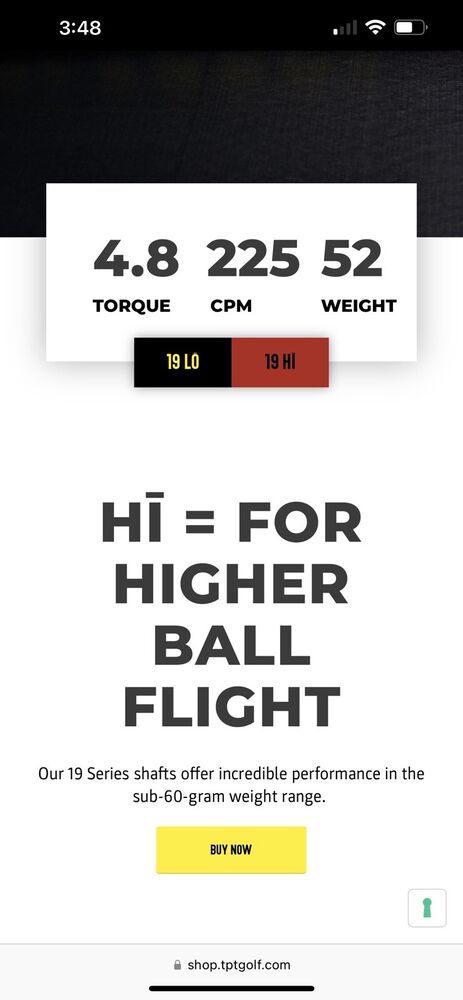 MINT TPT Power 19 Hi Driver Golf Shaft Soft Regular Flex 45” Pure POWER ...