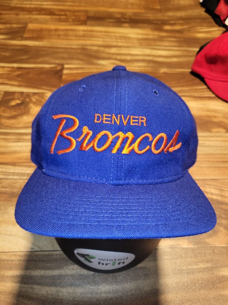 Vintage Denver Broncos Hat Blue Sports Specialties Script Snapback Wool ...