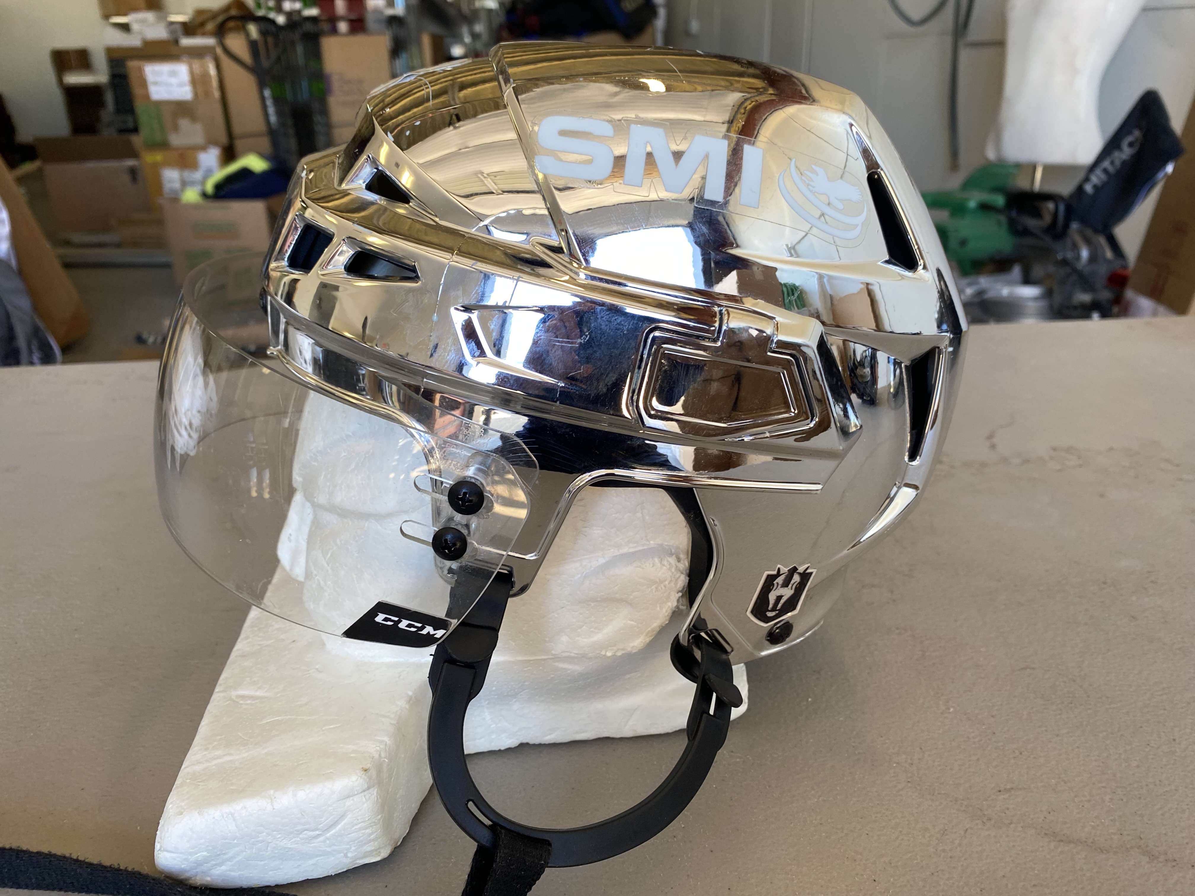 CCM V08 Pro Stock Hockey Helmet CCM Visor Combo Small Chrome 4499 ...