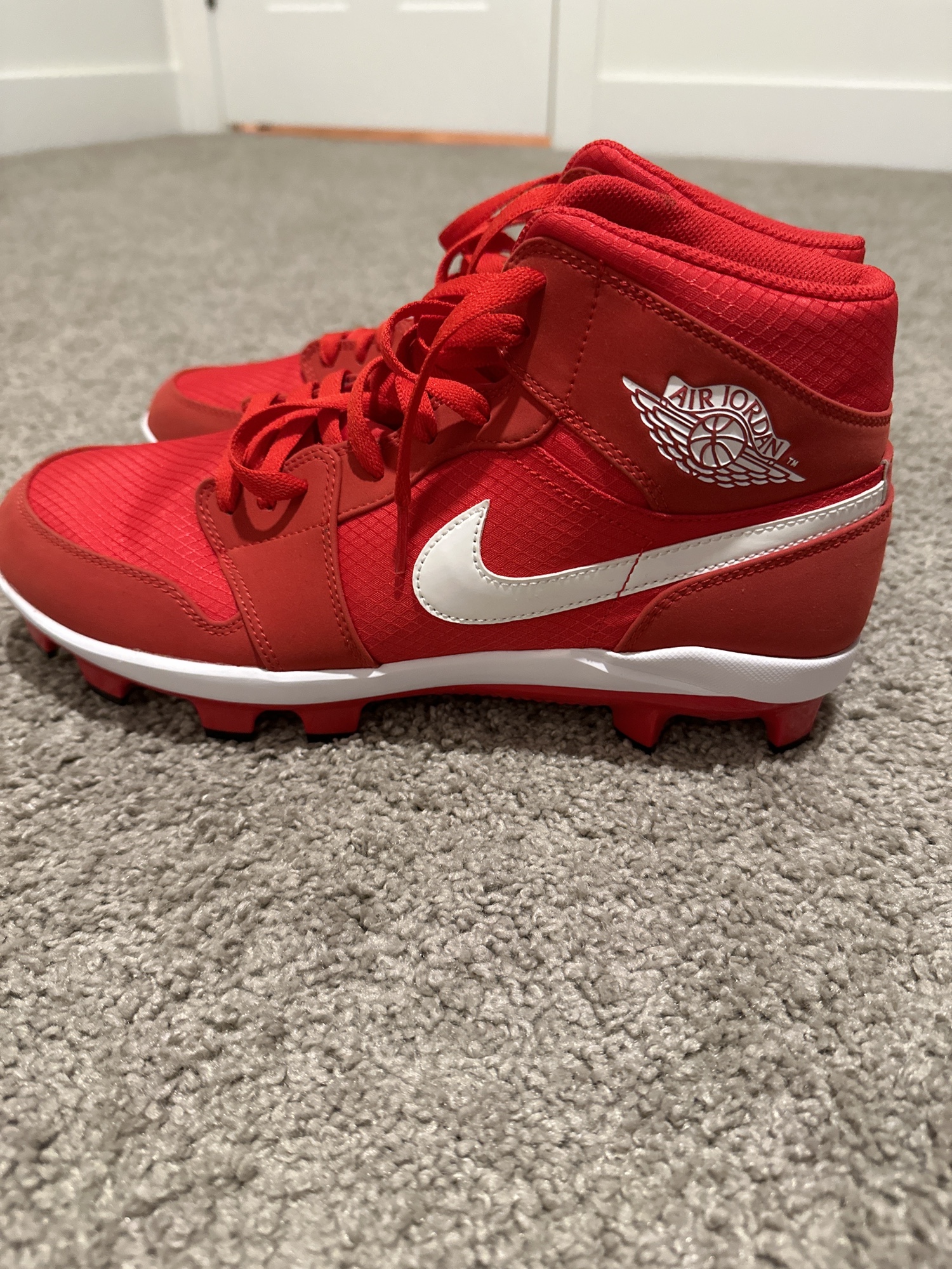 Red Men's Molded Cleats High Top Air Jordan | SidelineSwap