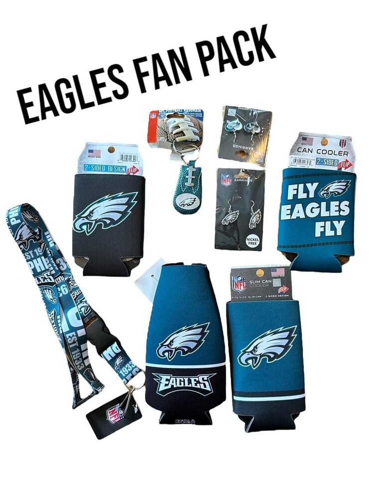 Philadelphia Eagles 8 Piece Fan Pack Gift Set Coolers Earrings Lanyard ...