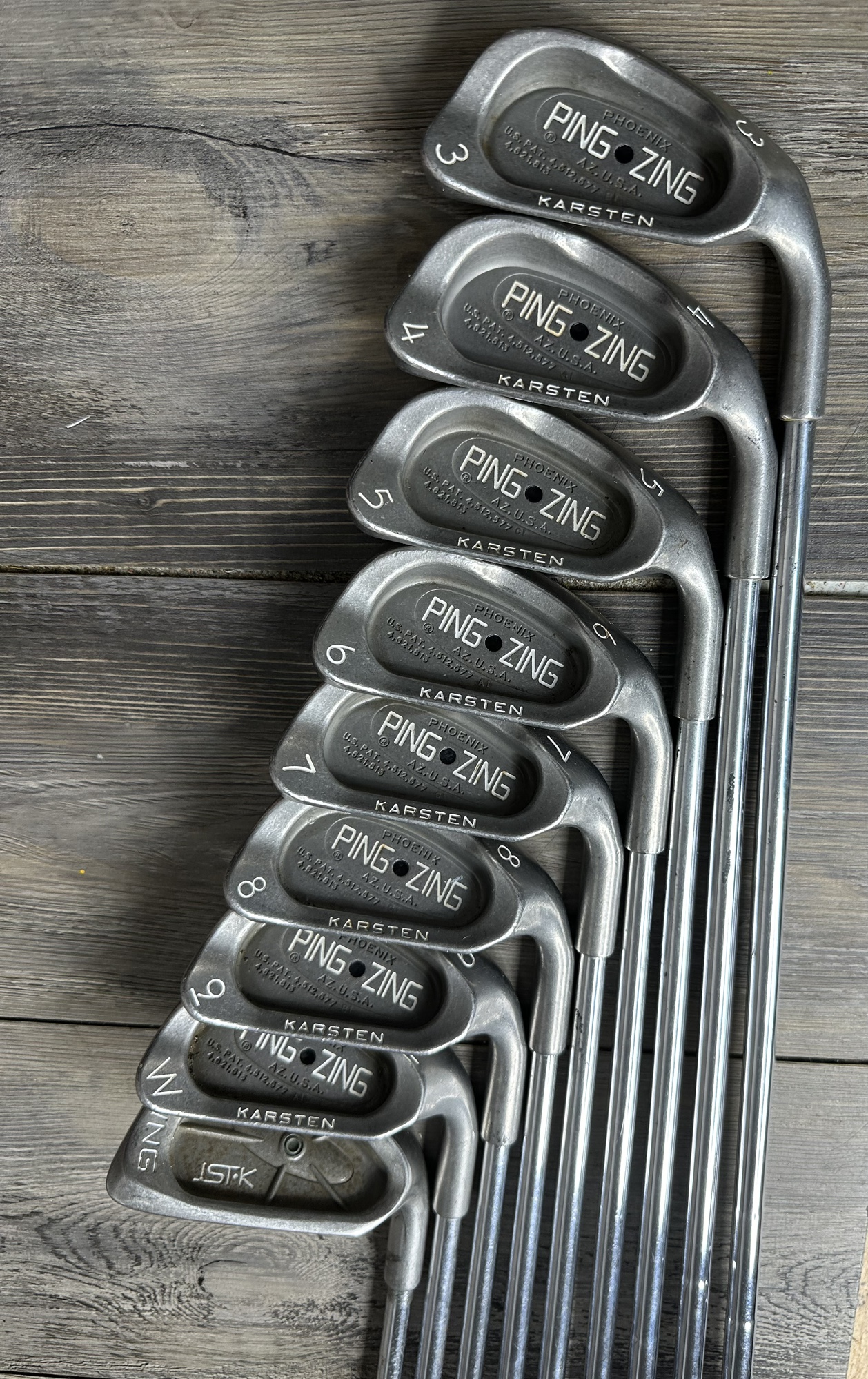 Ping Zing Karsten Black Dot Iron Set 3-9 PW & KING SW Steel JZ Stiff Flex RH New Grips ...