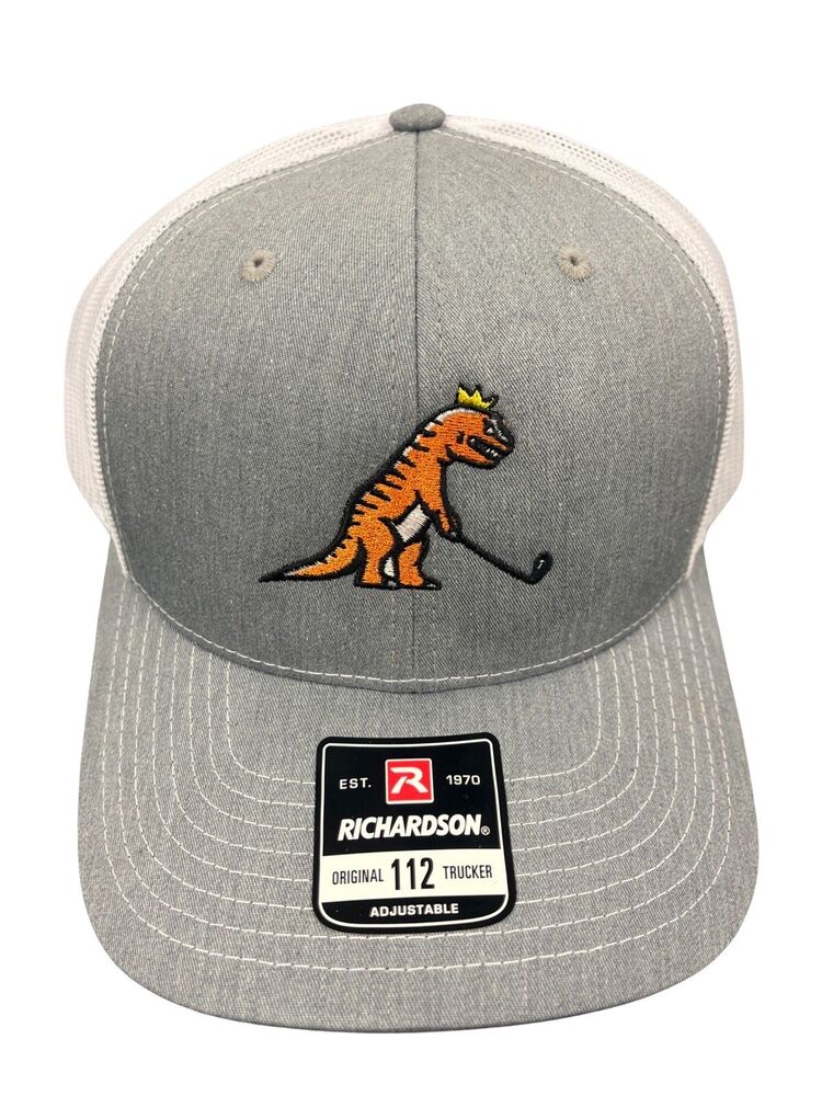 Rex Golf Dinosaur White Gray Richardson 112 Trucker Hat | SidelineSwap