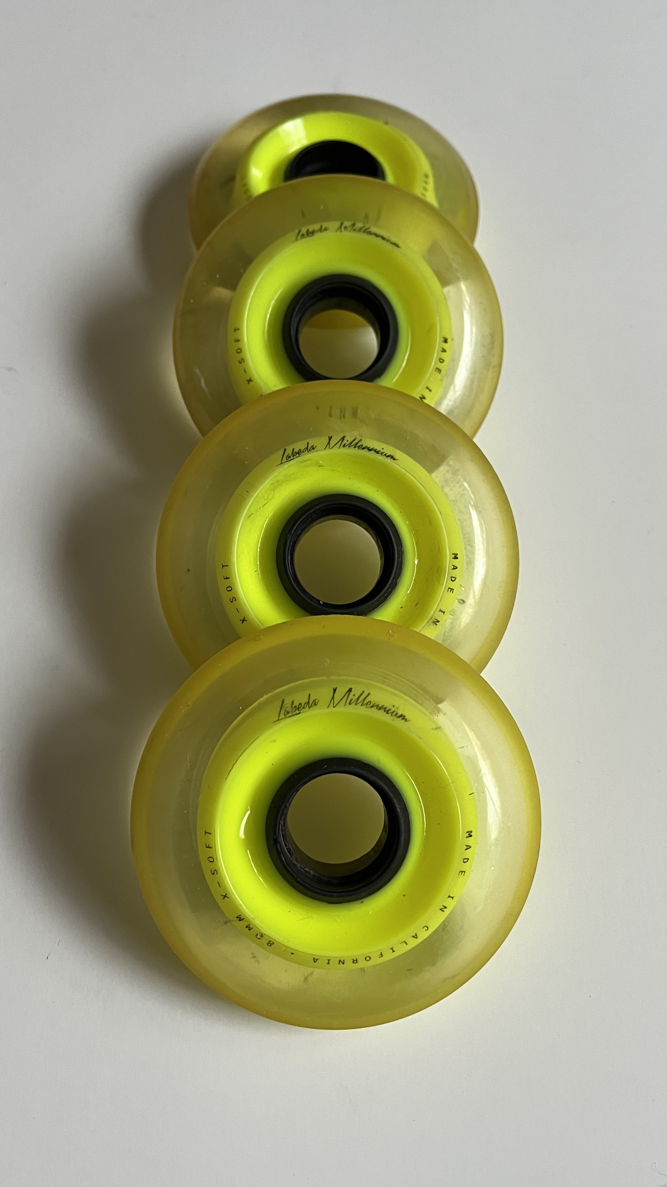 Excellent condition LABEDA MILLENNIUM Yellow 80mm 4 Pack Hockey Wheels ...