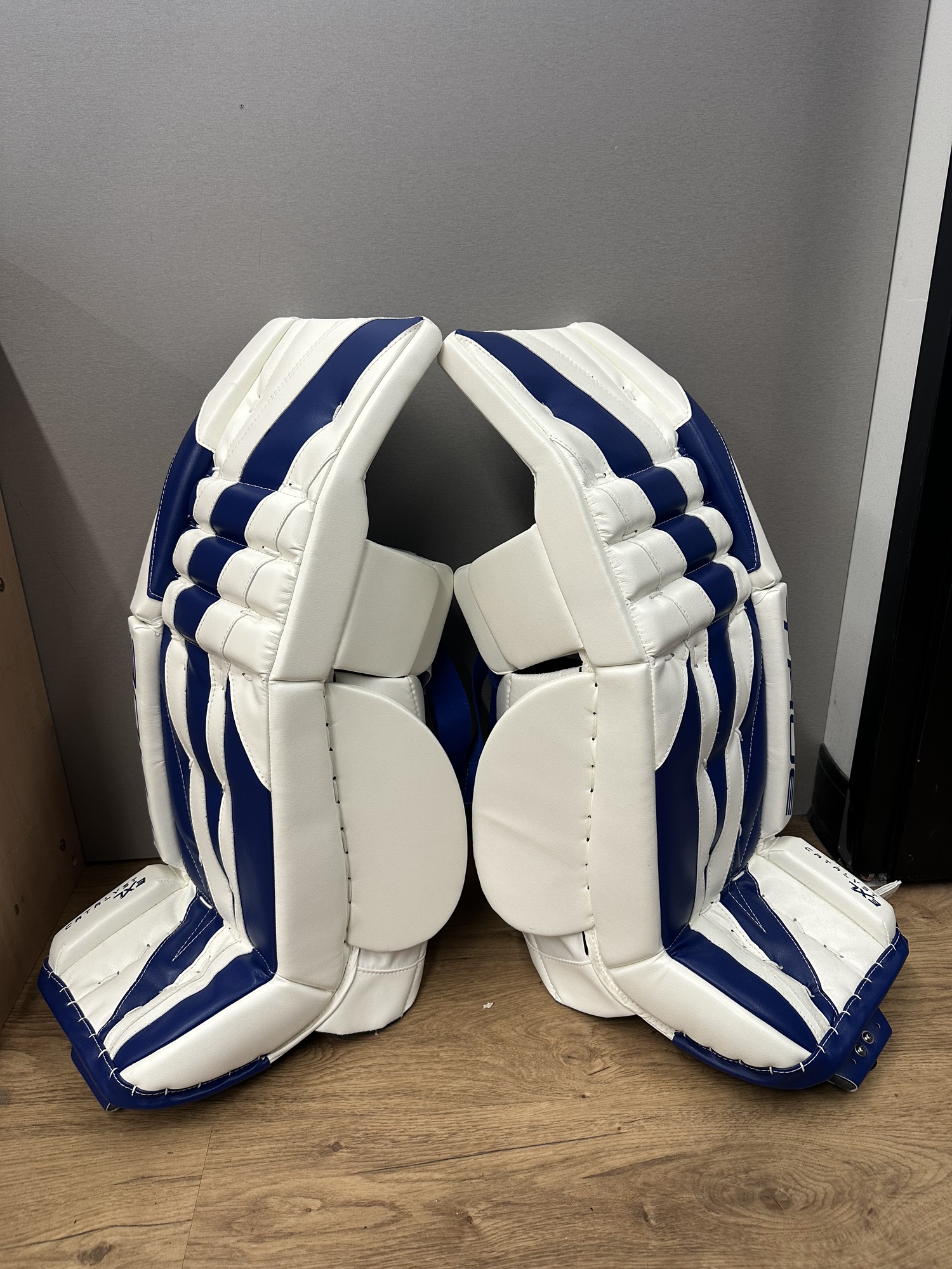 NEW True Catalyst 7X3 31" +2 Intermediate White/Blue Goalie Pads ...