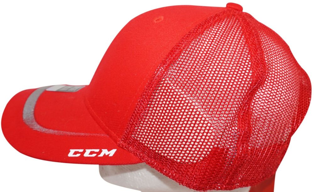 CCM Hockey Red W/ Silver Stripe Trucker Style Hat - One Size Fits Most ...