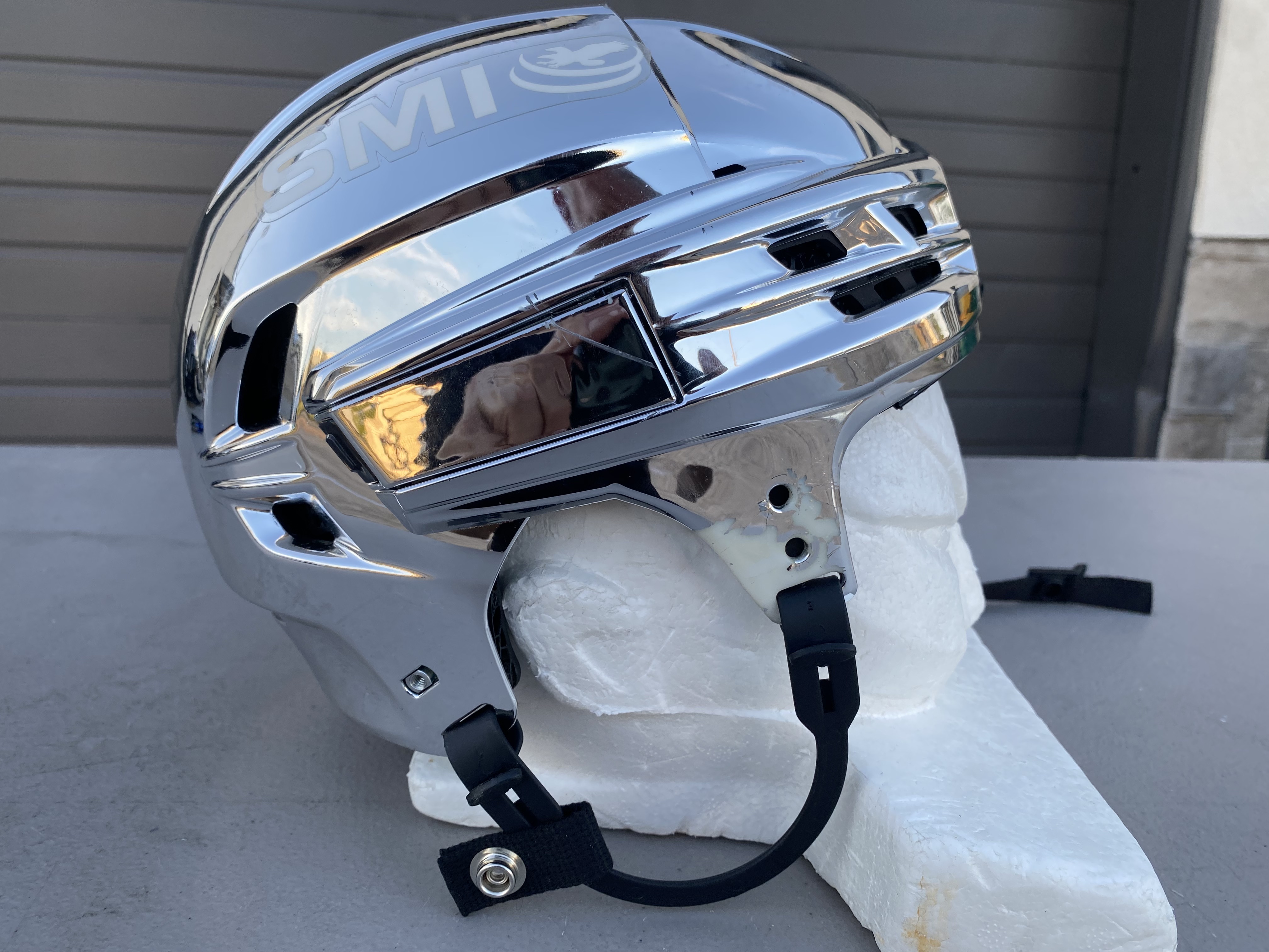 CCM SUPER TACKS X Pro Stock Hockey Helmet Chrome Silver KNIGHTS Small ...