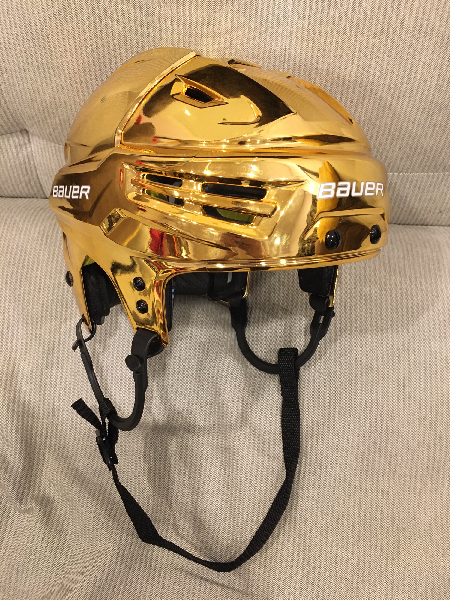 Rare EURO Bauer Gold Pro Stock Hockey Helmet | SidelineSwap