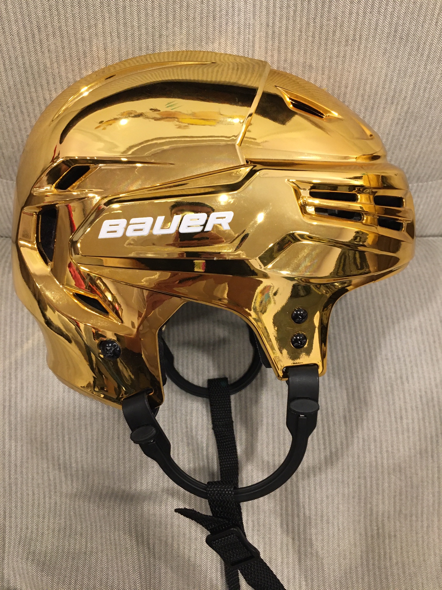 Rare EURO Bauer Gold Pro Stock Hockey Helmet | SidelineSwap