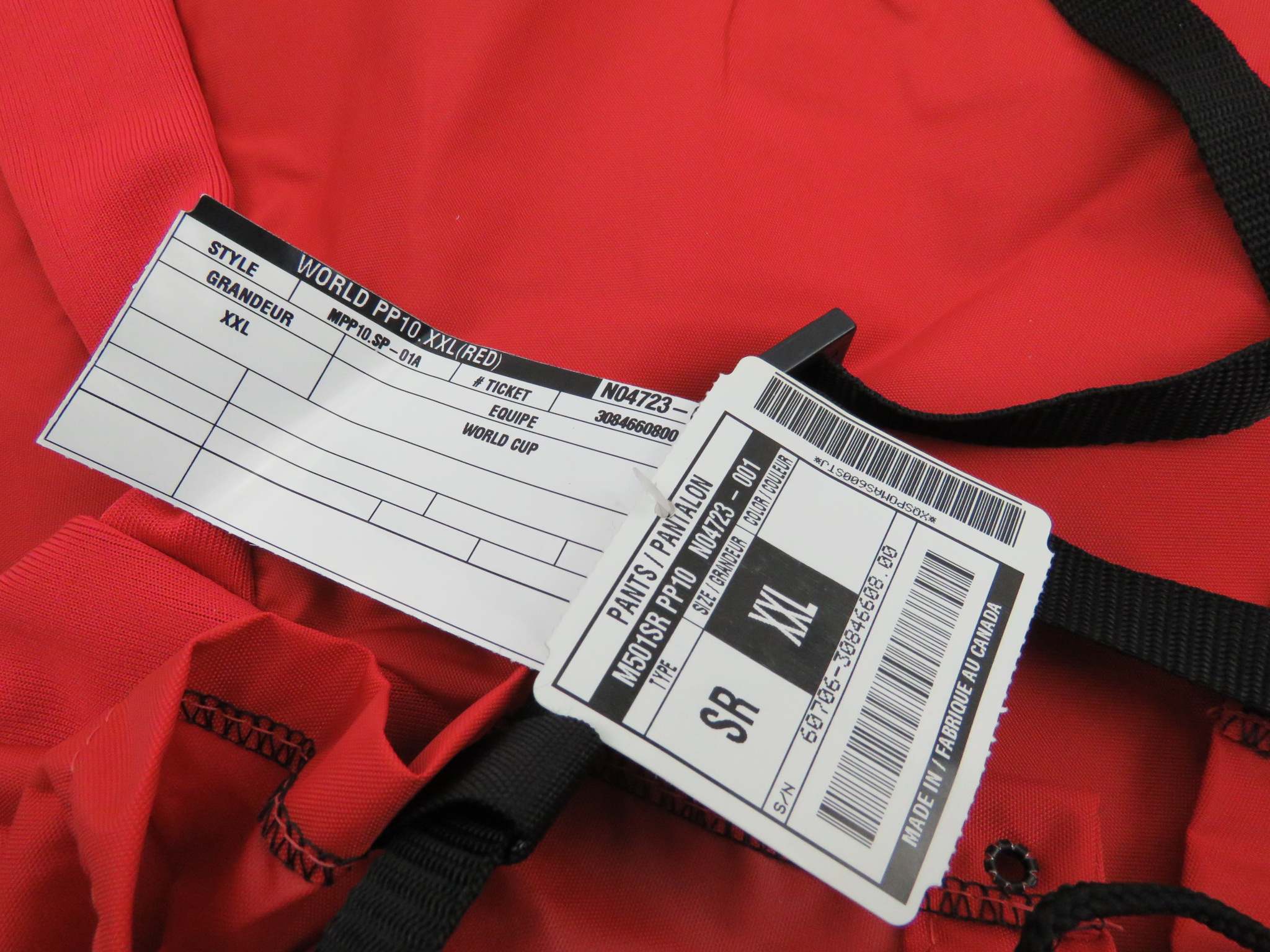 CCM World Cup Red Pro Stock Hockey Player Pant Shell XXL GOALIE Made in ...