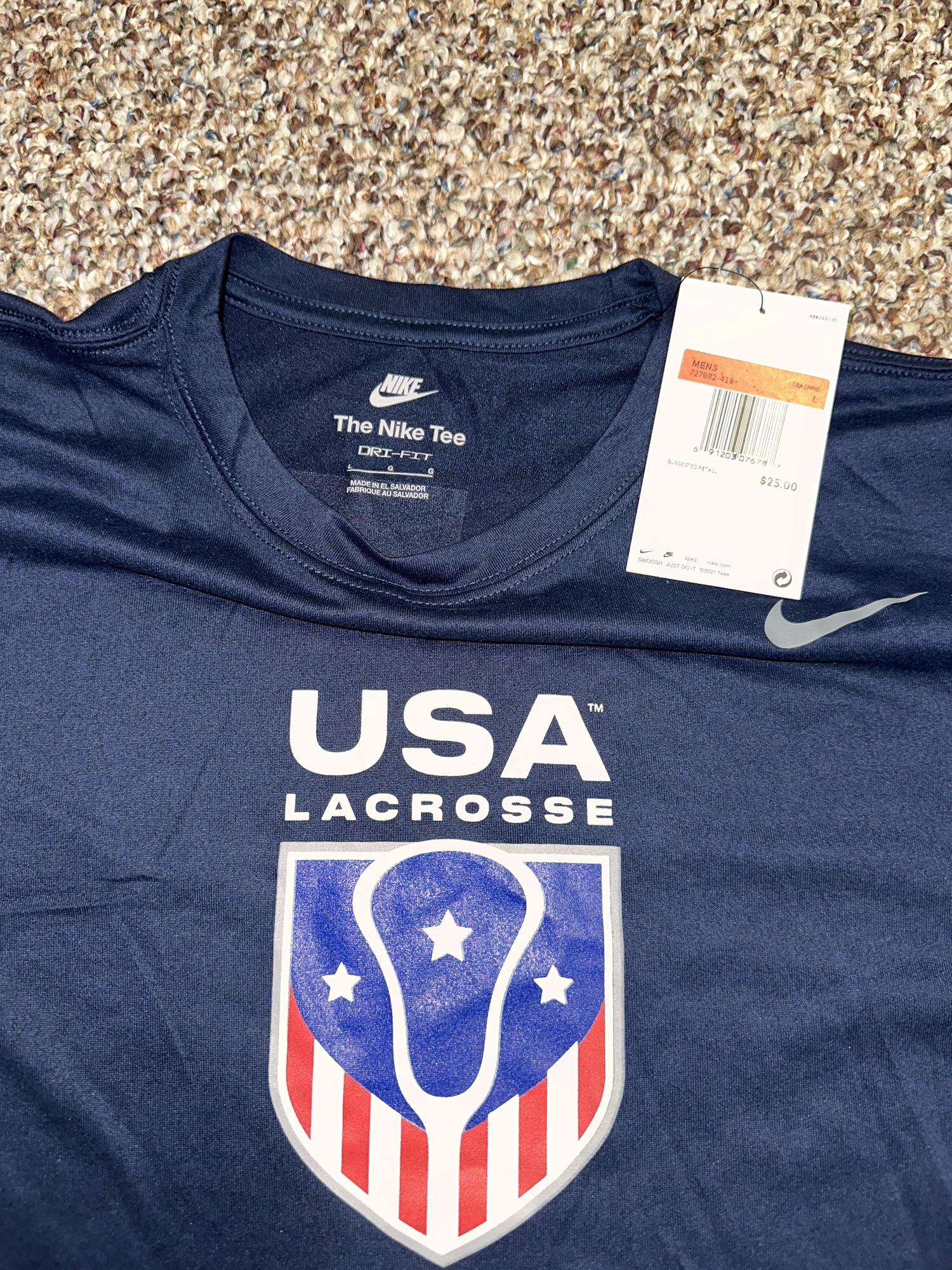 Brand New Nike Team USA Lacrosse Shirt Blue Men’s Large | SidelineSwap