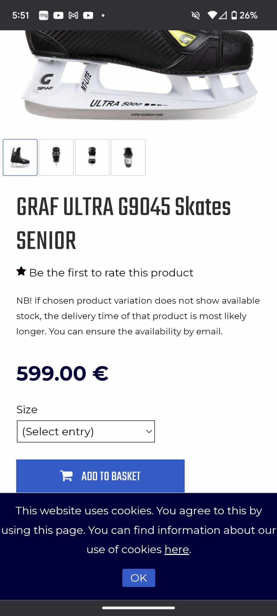 Senior Used Graf Supra G9045 Hockey Skates Wide Width Size 8E ...