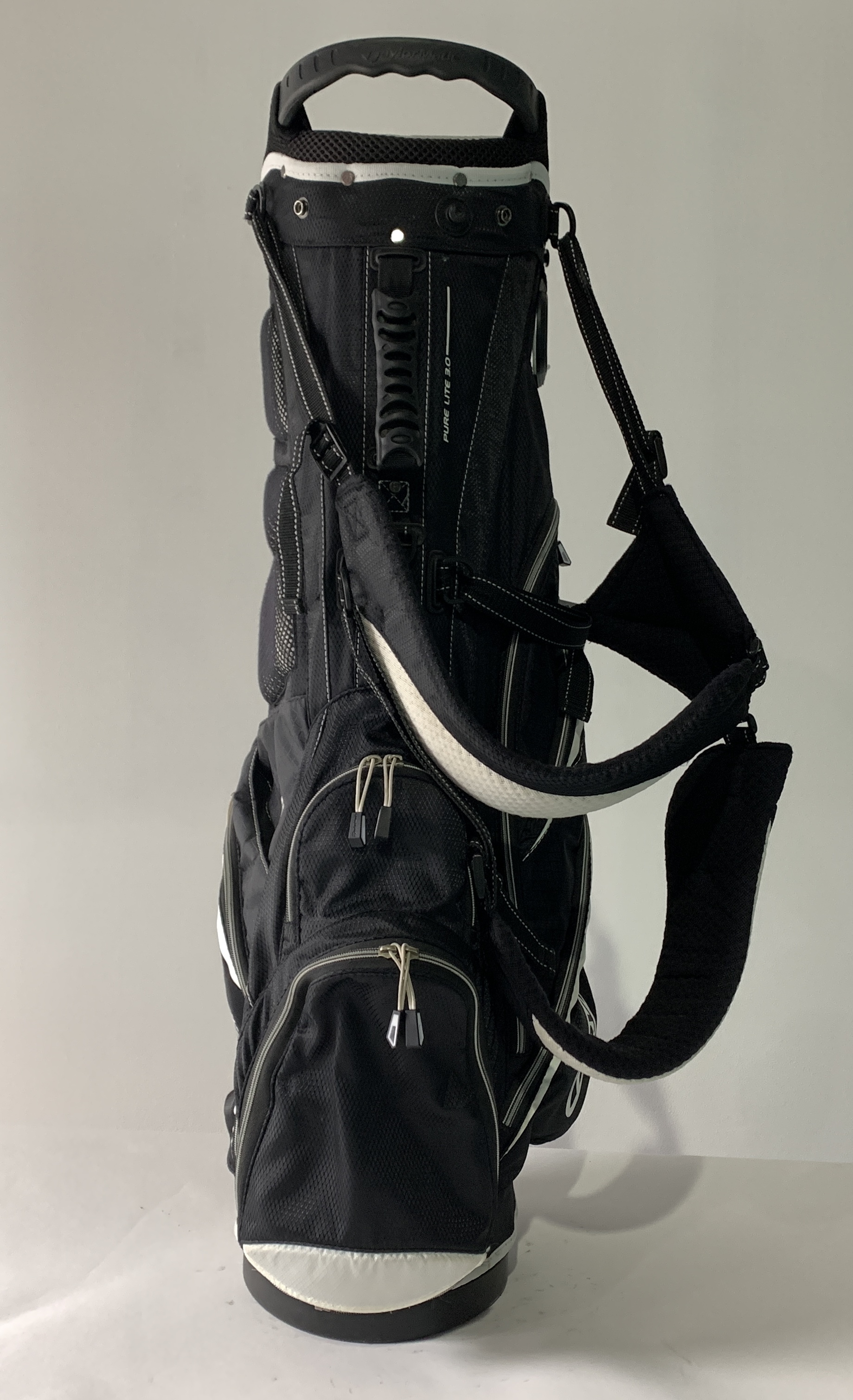 TaylorMade Pure Lite 3.0 Stand Bag Black White 5-Way Divide Dual Strap ...