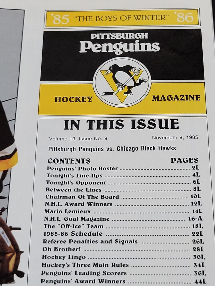 DOUG BODGER Signed 11-9-85 Pittsburgh Penguins Goal Magazine Coa ...