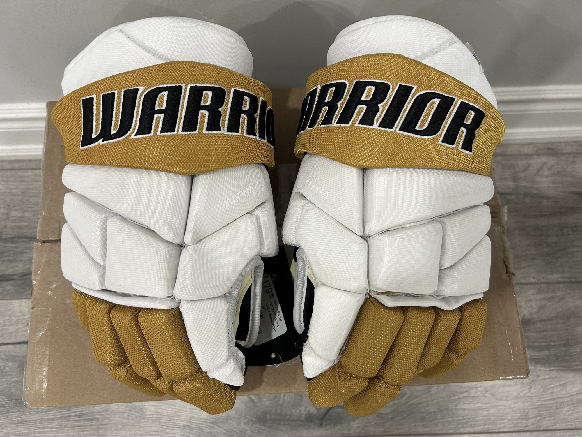 New Warrior Senior Alpha Pro Hockey Player Gloves-14” Vegas Golden ...