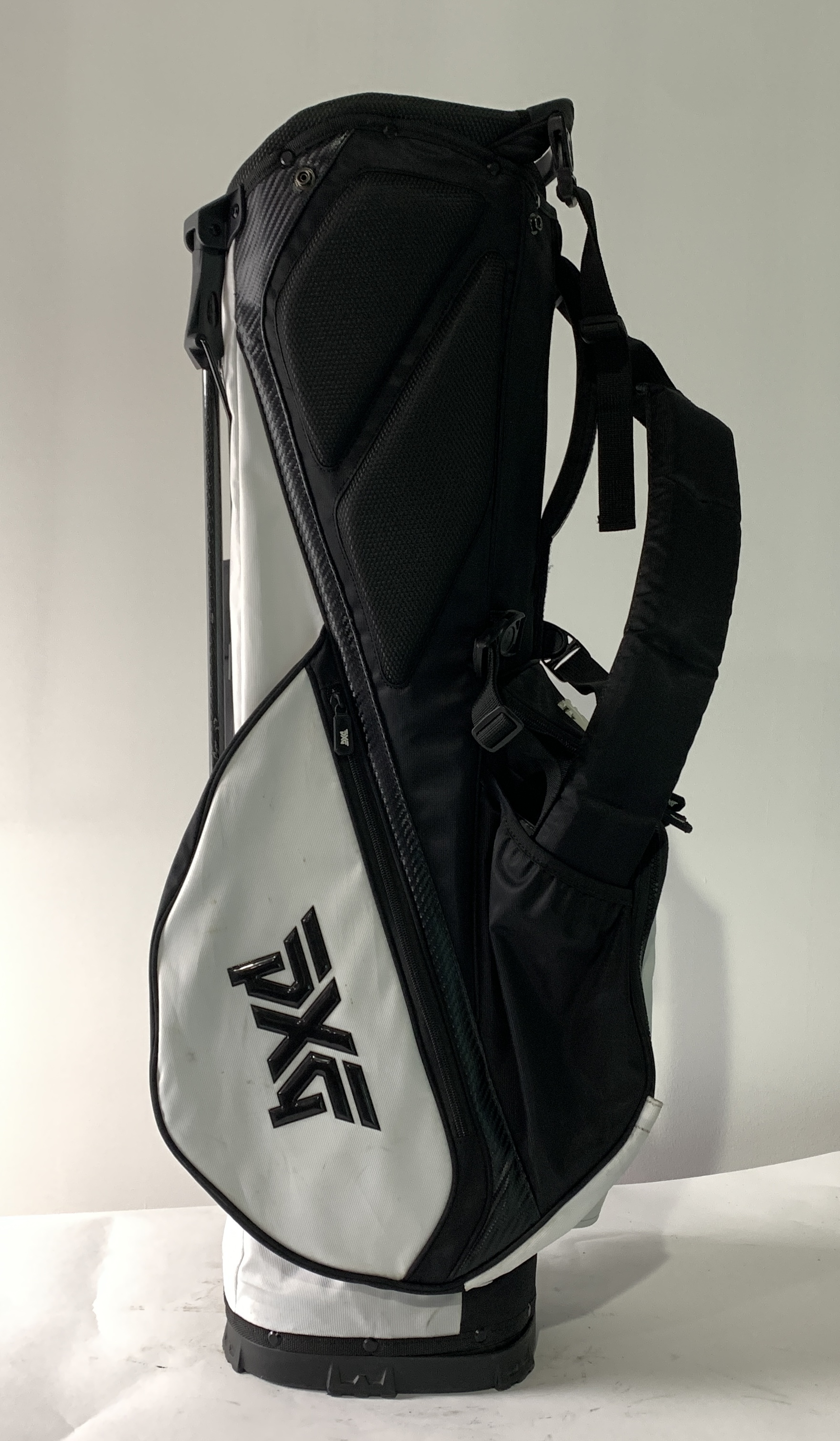PXG Lightweight Carry Stand Bag Black White 4-Way Divide Single Strap ...