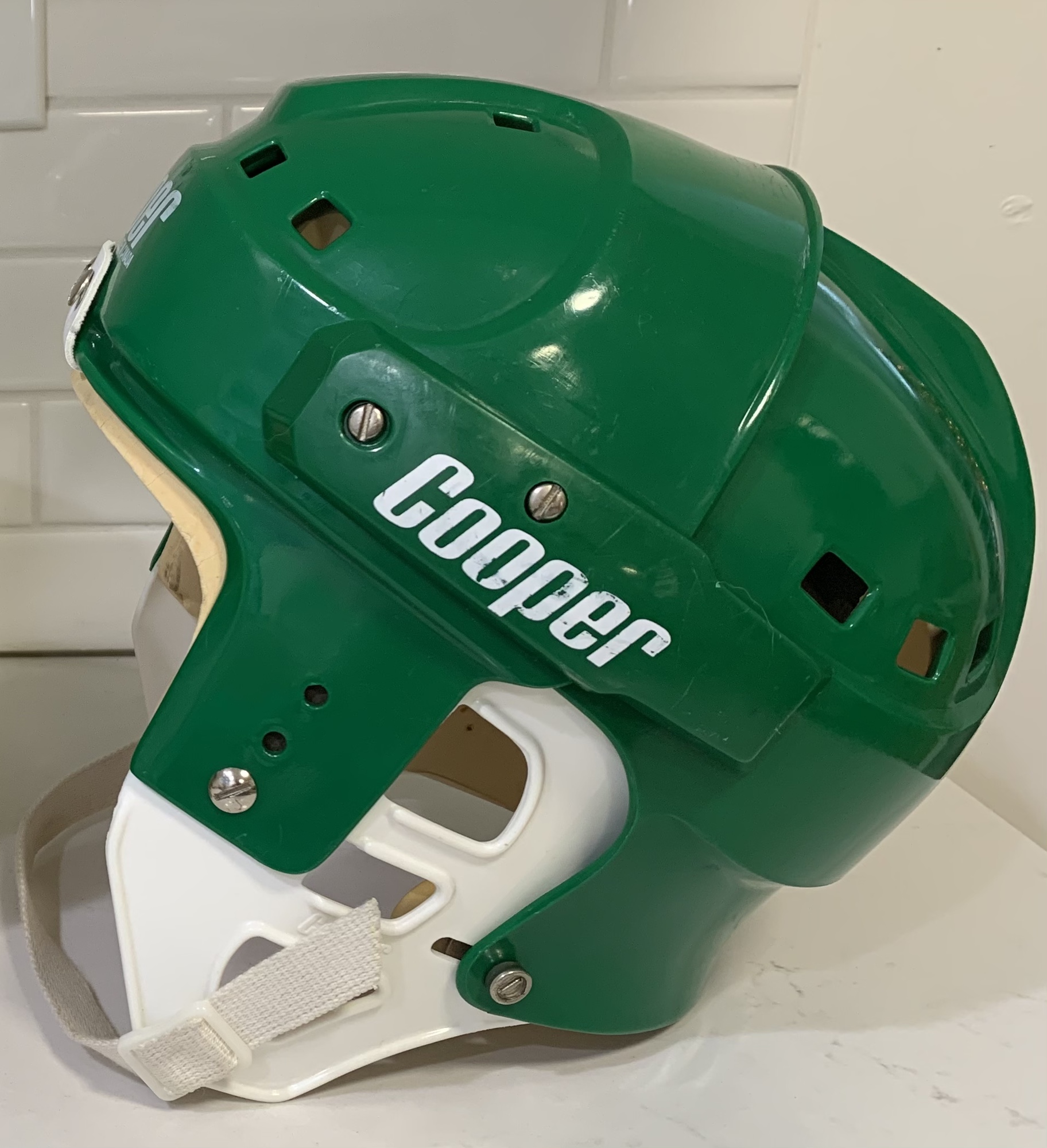 Green Cooper SK2000 Large Pro Stock SK 2000 Helmet Goalie Combo 90s ...