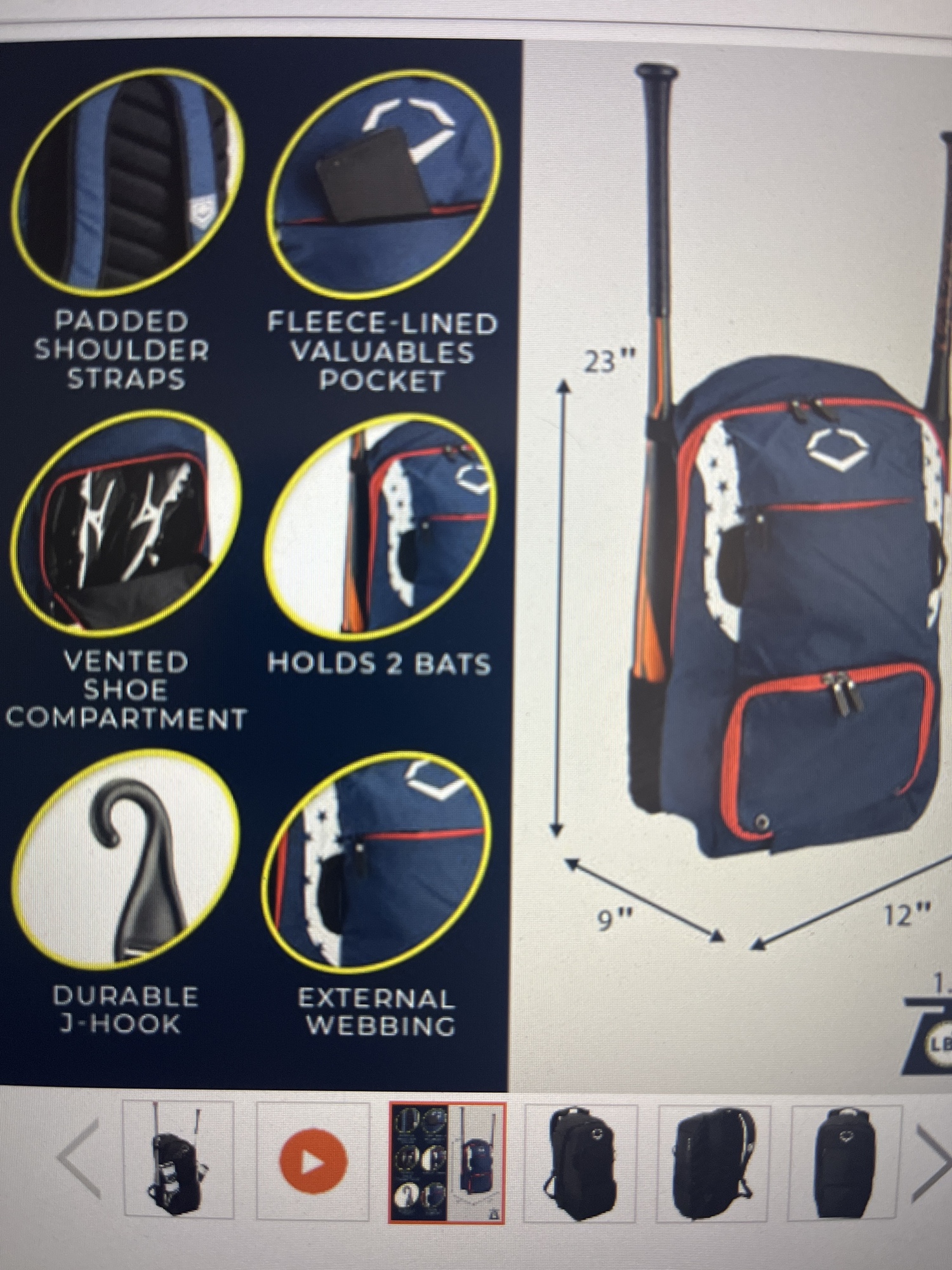 Evoshield standout baseball backpack | SidelineSwap