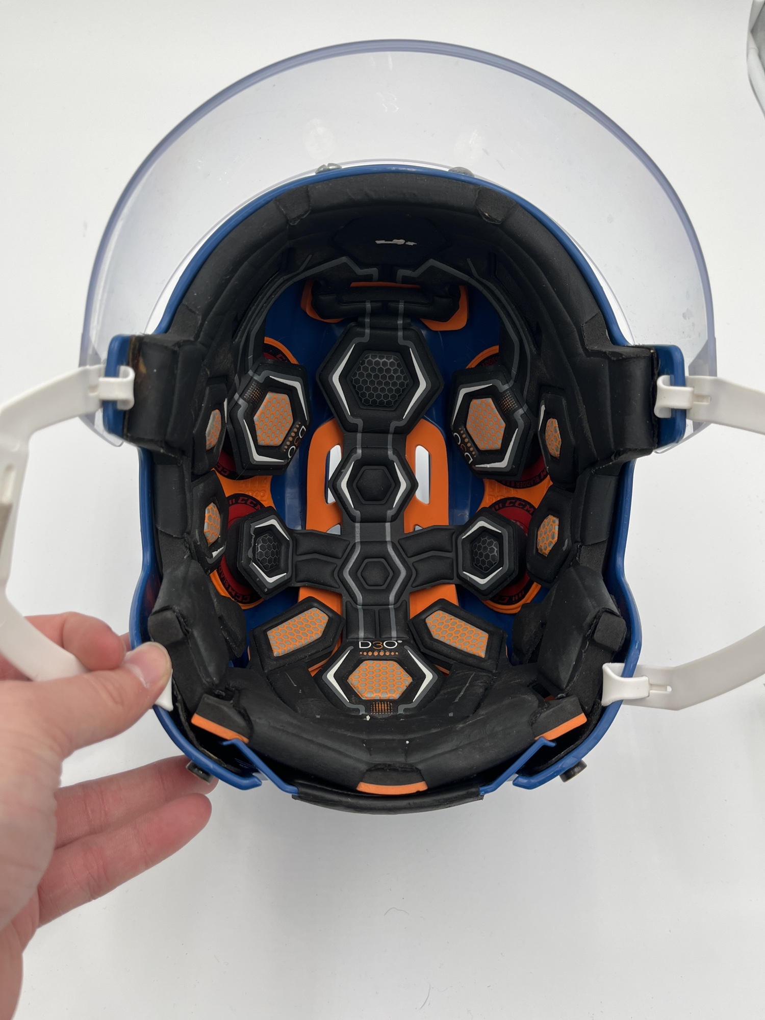 Game Used Colorado Eagles Blue CCM Tacks 710 Pro Stock Helmet Large #5 ...