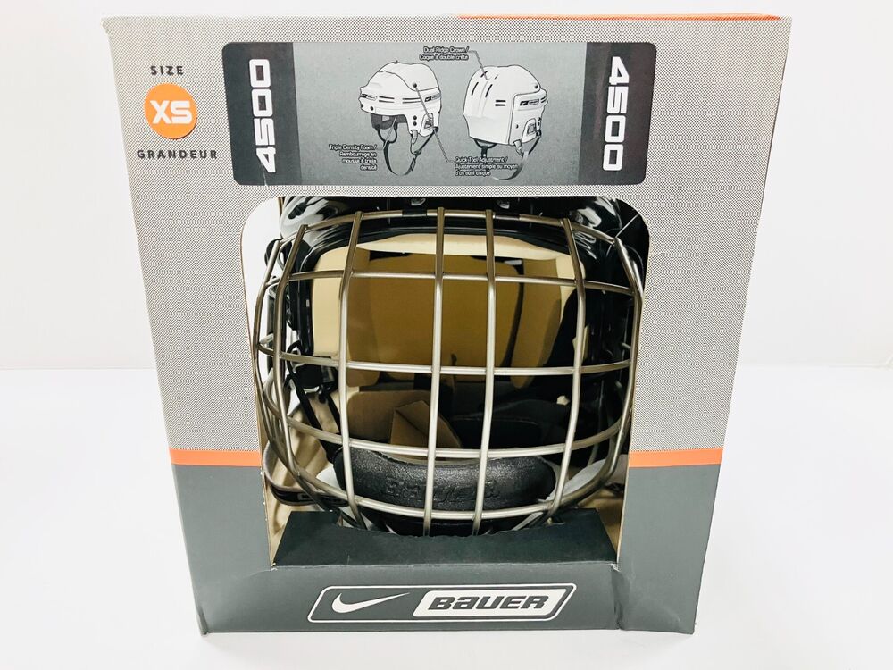 New Nike Bauer 4500 Hockey Helmet Combo XS with cage black face CSA ice ...