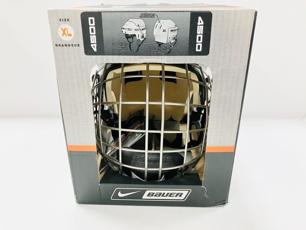 New Nike Bauer 4500 Hockey Helmet Combo XL with cage black face CSA ice ...