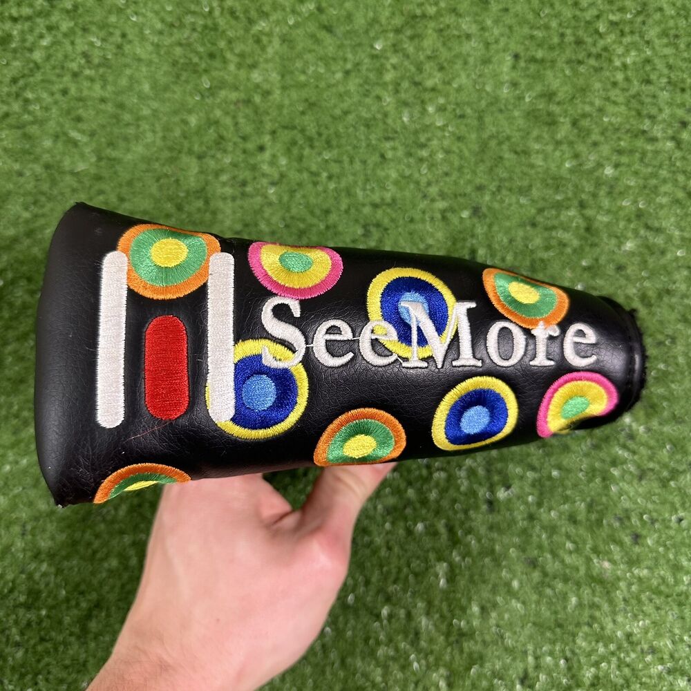 SeeMore Groovy Black Colorful Circles Magnetic Blade Putter Headcover | SidelineSwap