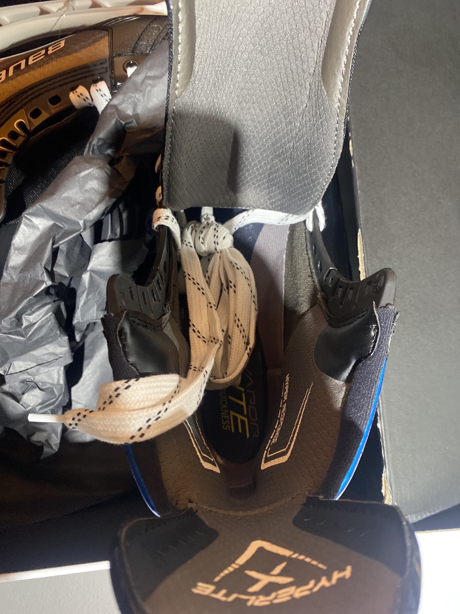 New Custom Blue Bauer Vapor Hyperlite Hockey Skates-8 3/4D/A-280-LS ...