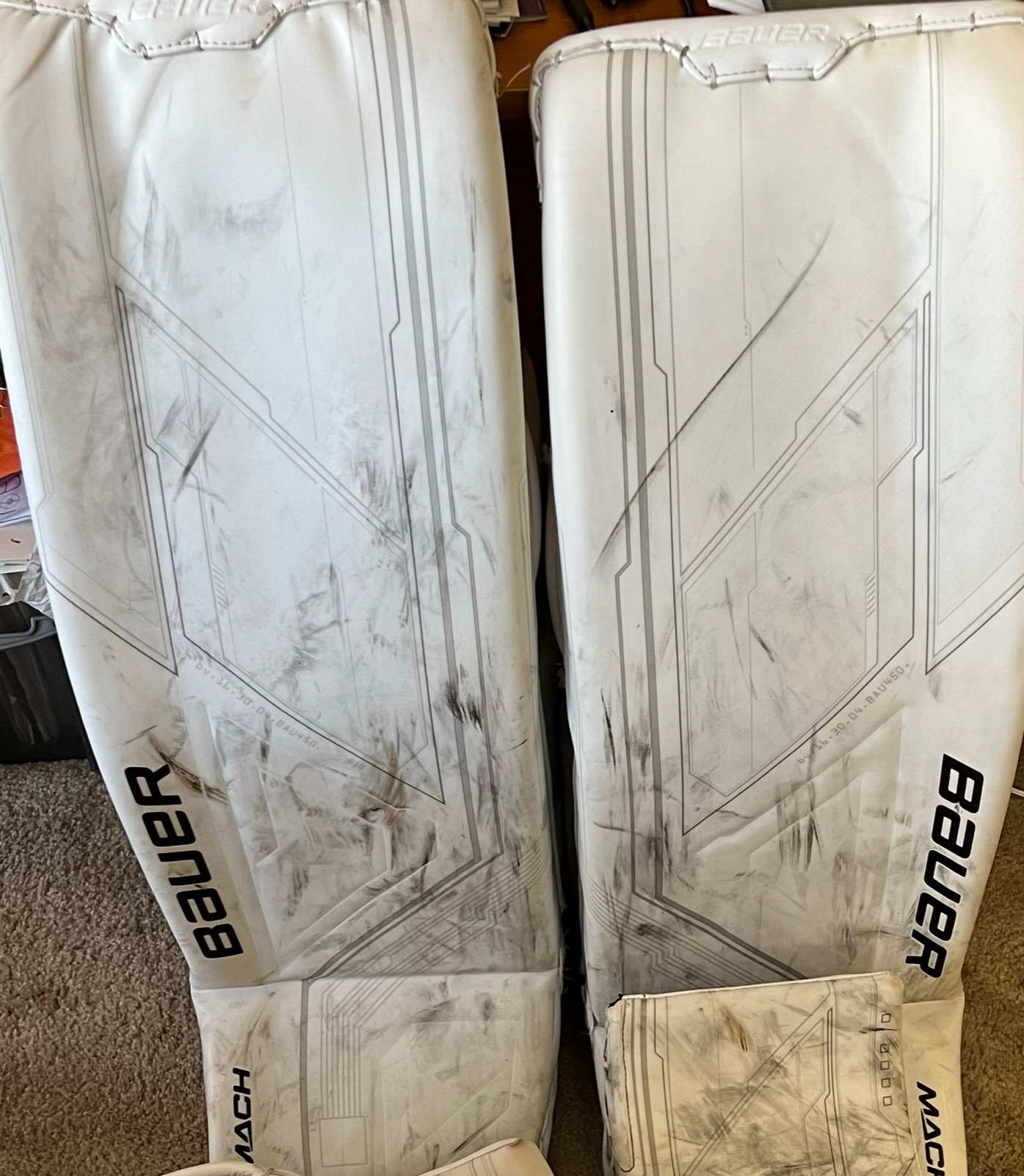 Used Large Bauer MACH Goalie Leg Pads Pro Stock | SidelineSwap