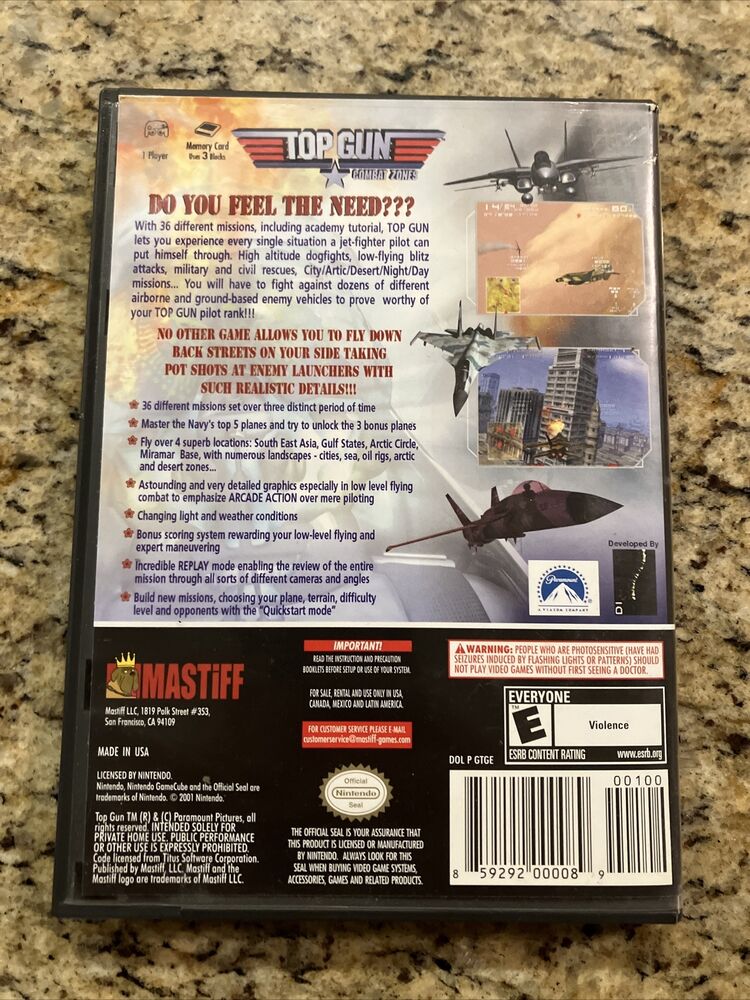 Top Gun - Combat Zones (Nintendo GameCube, 2001) w/ Manual - Tested ...