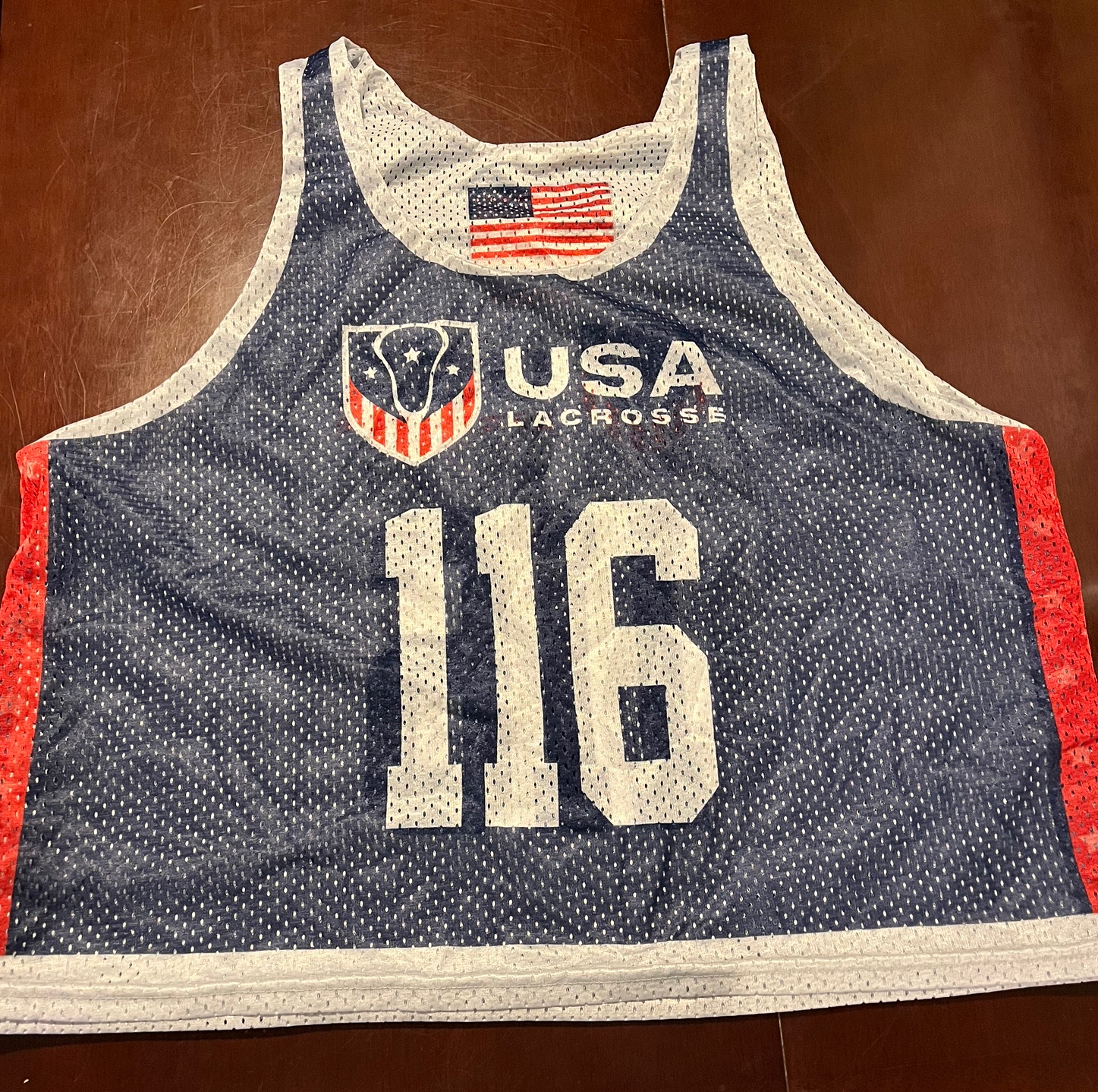 USA Lacrosse NDTP team issued reversible white/blue pinnie | SidelineSwap