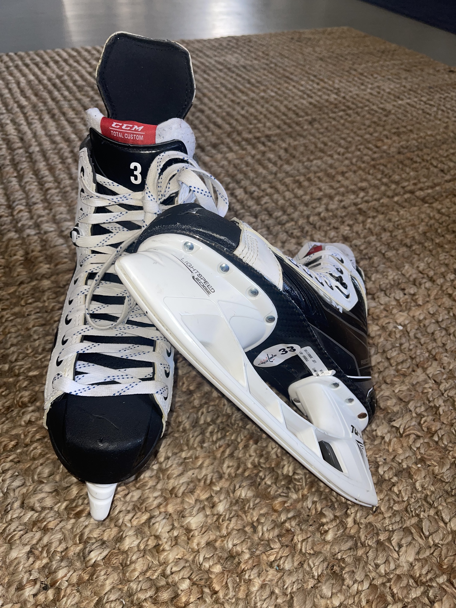 Capitals Gudas CCM Pro Stock White Ribcore 70K Hockey Skates Size 9 E/A ...