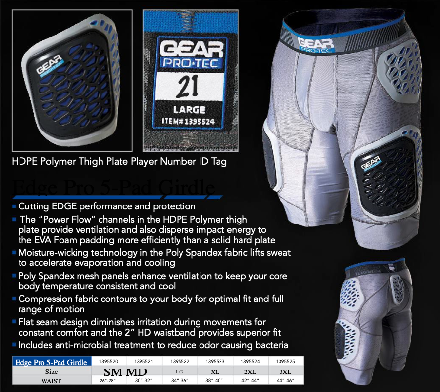 Gear Pro Tec 5 Pad Compression Football Girdle, Adult Small | SidelineSwap