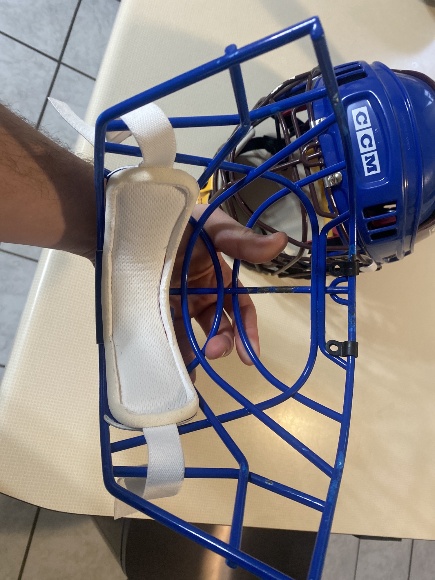 Used *CUSTOM* CCM Helmet/ Cooper HM 30 Goalie Mask | SidelineSwap