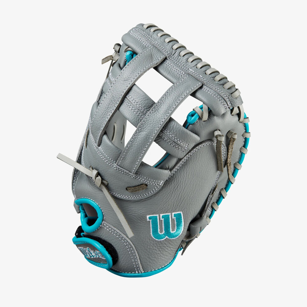 2024 Wilson A500 Siren CM32 Gray/Teal 32" WBW10142432 Catcher's Glove Mitt RHT | SidelineSwap