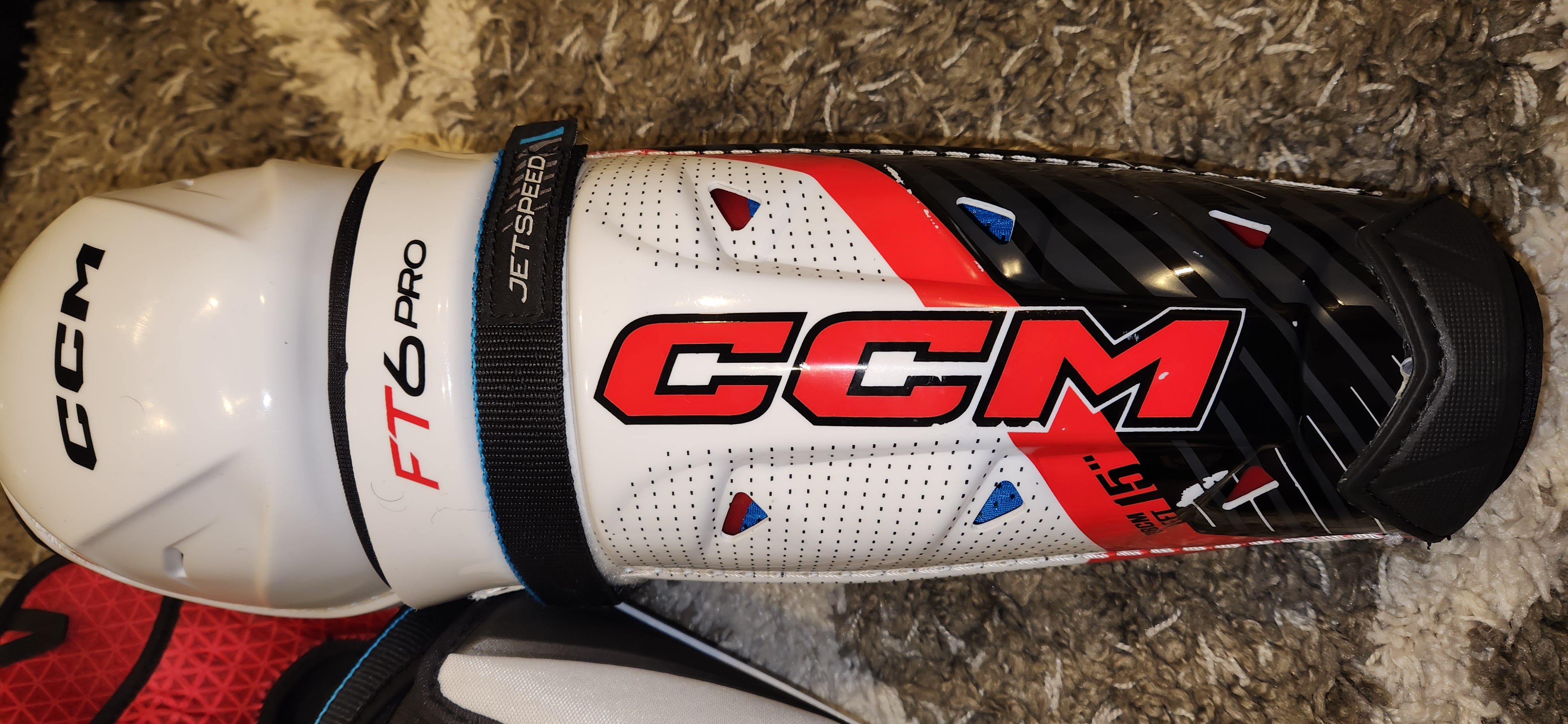 Senior CCM Jetspeed ft6 pro 15" Shin Pads Pro Stock | SidelineSwap