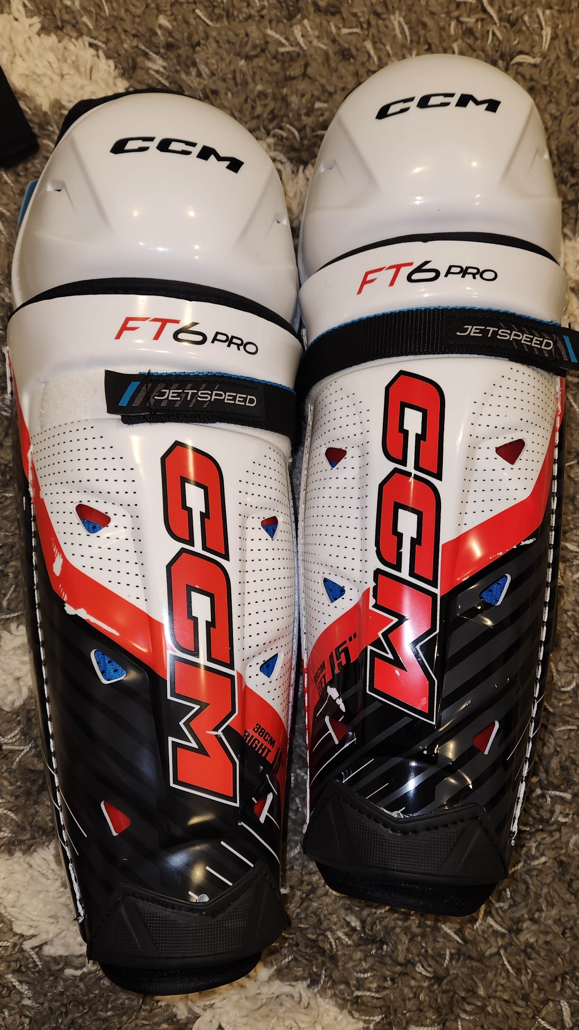 Senior CCM Jetspeed ft6 pro 15" Shin Pads Pro Stock | SidelineSwap