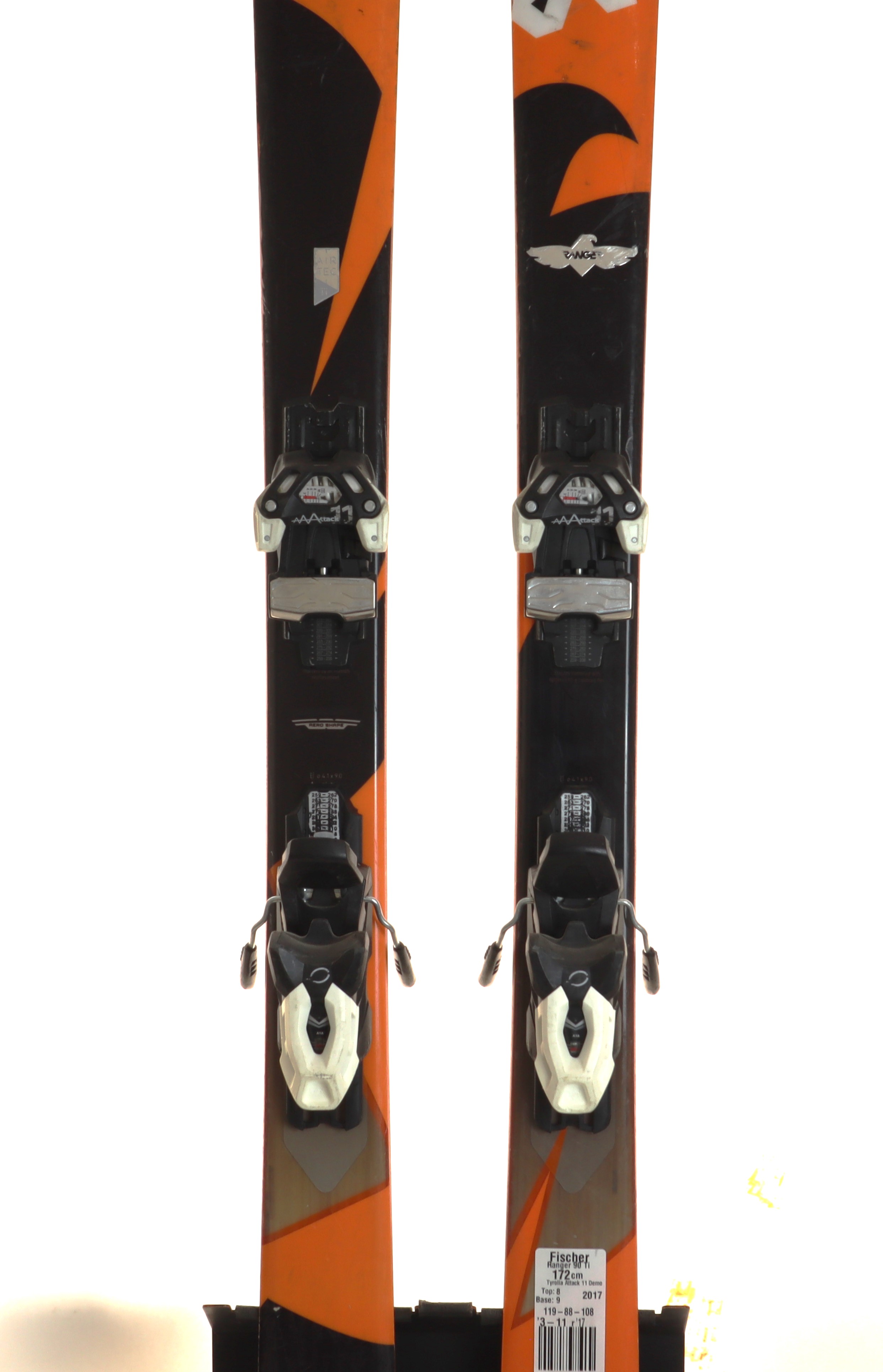 Used 2017 Fischer Ranger 90 Ti Demo Ski with Tyrolia Attack 11 Bindings ...