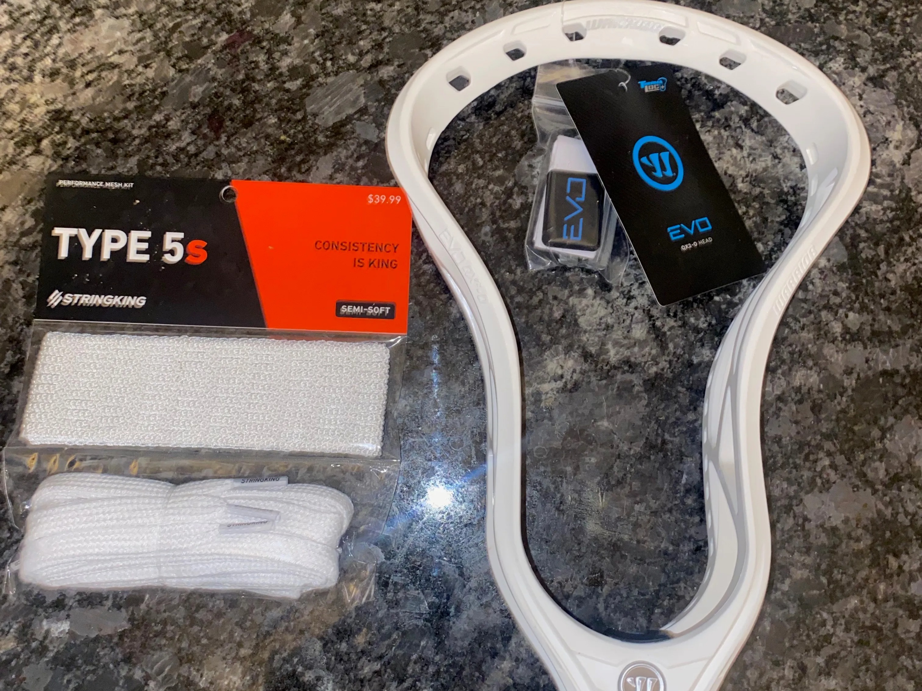 Warrior EVO QX2-O Lacrosse Head w Stringking 5s complete mesh kit. | SidelineSwap