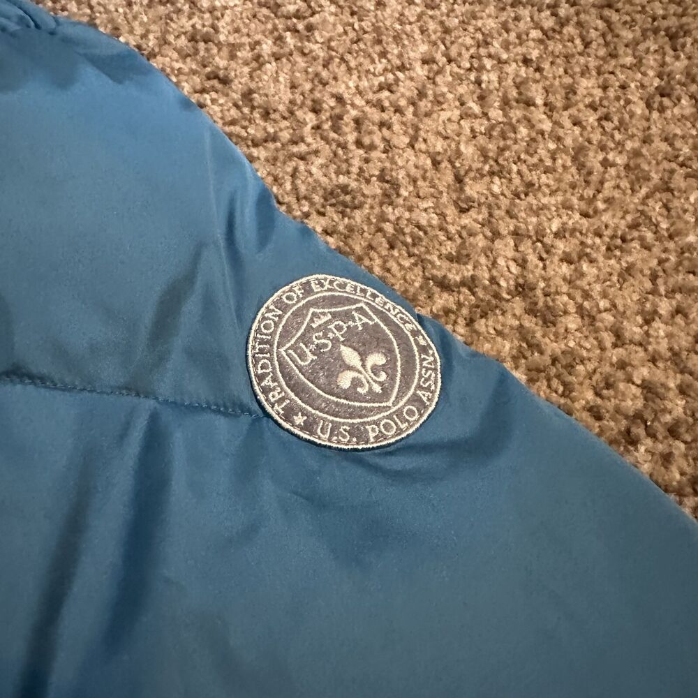 US Polo Assn USPA LG Classic Short Blue Puffer Winter Jacket Coat Pony ...