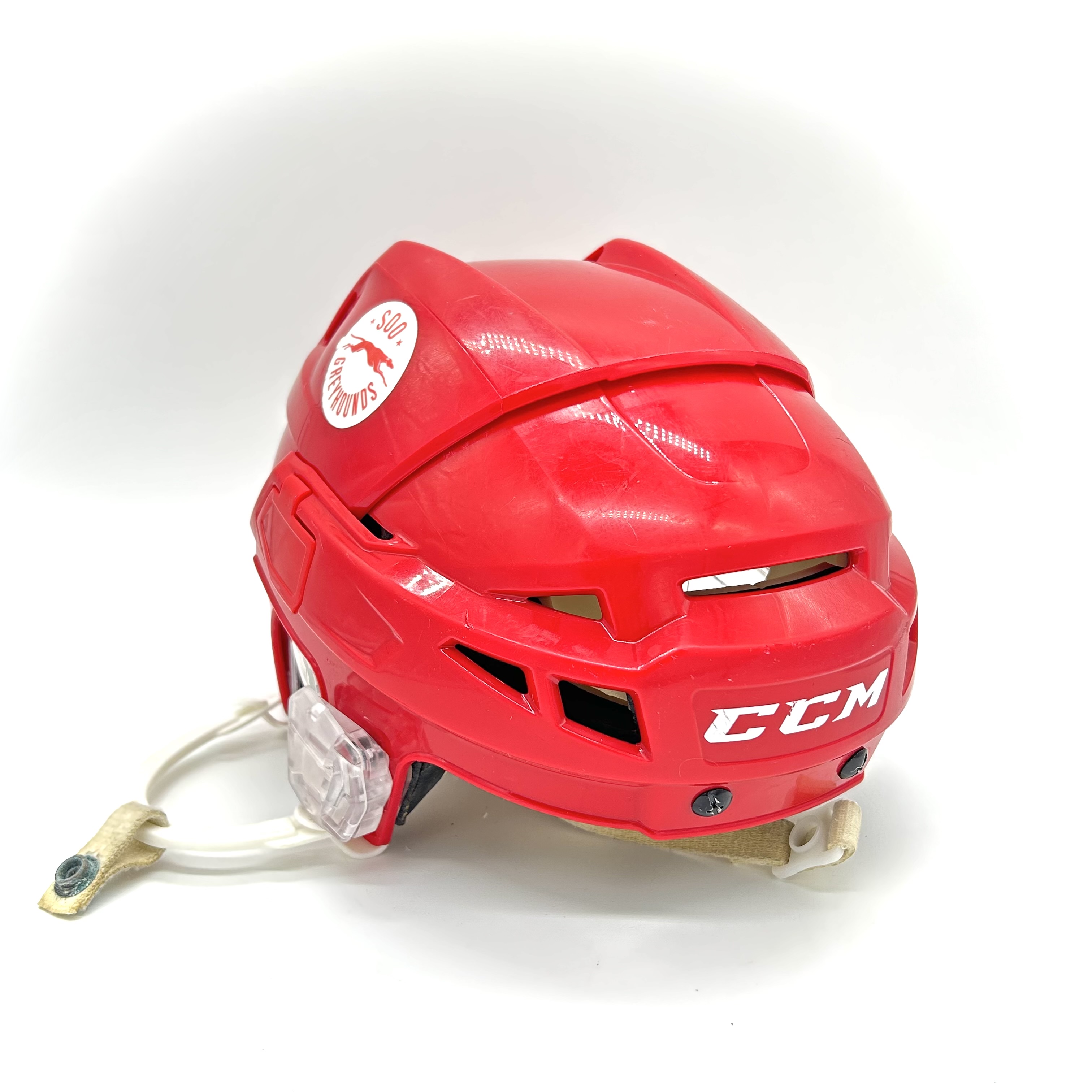 CCM Vector V08 - Used OHL Pro Stock Hockey Helmet (Red) | SidelineSwap