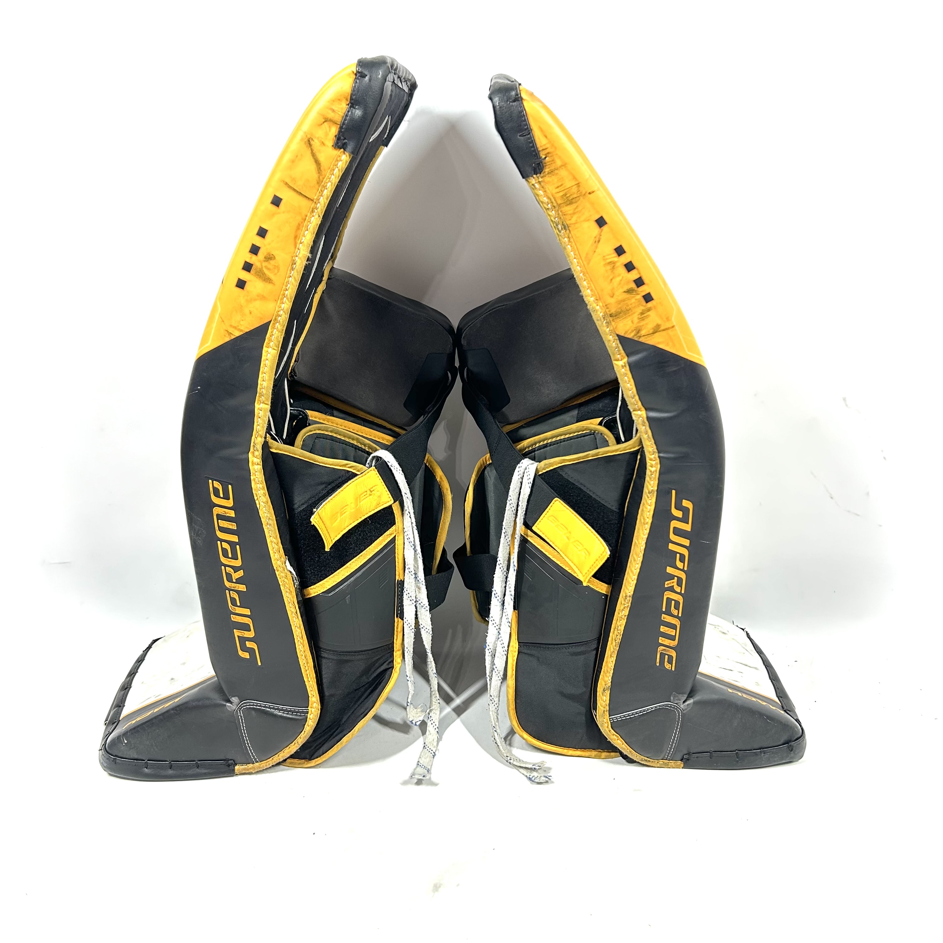 Bauer Supreme Mach - Used OHL Pro Stock Goalie Pads (Yellow/Black/White ...