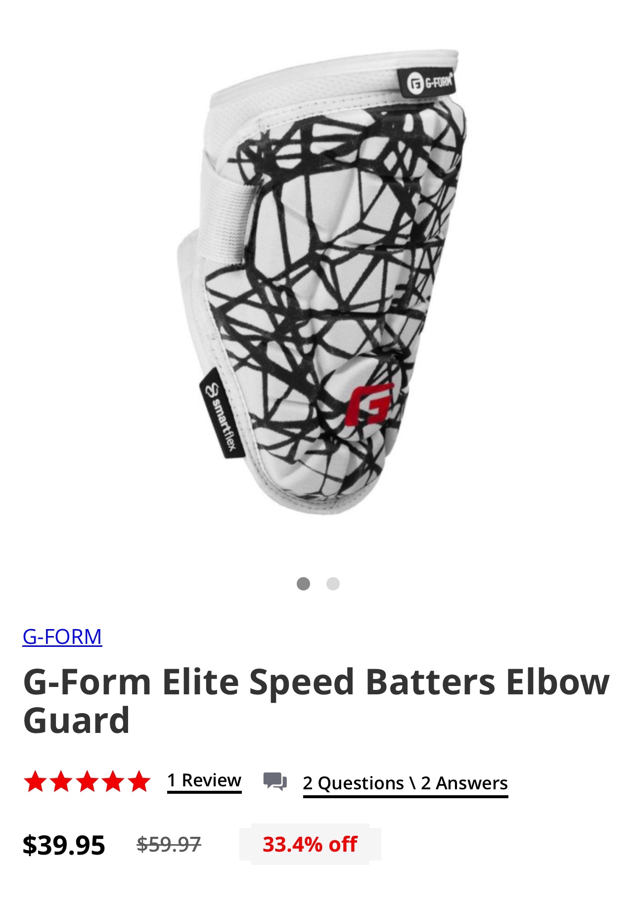 Brand New W Tags G Form Elite Speed Elbow Guard Batters Protection